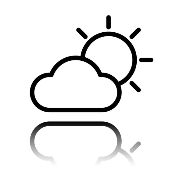 Sun Cloud Weather Symbol Linear Icon Thin Outline Sticker Style Stock ...