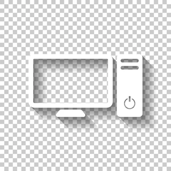 Computer Monitor Modern Simple Icon White Icon Shadow Transparent ...