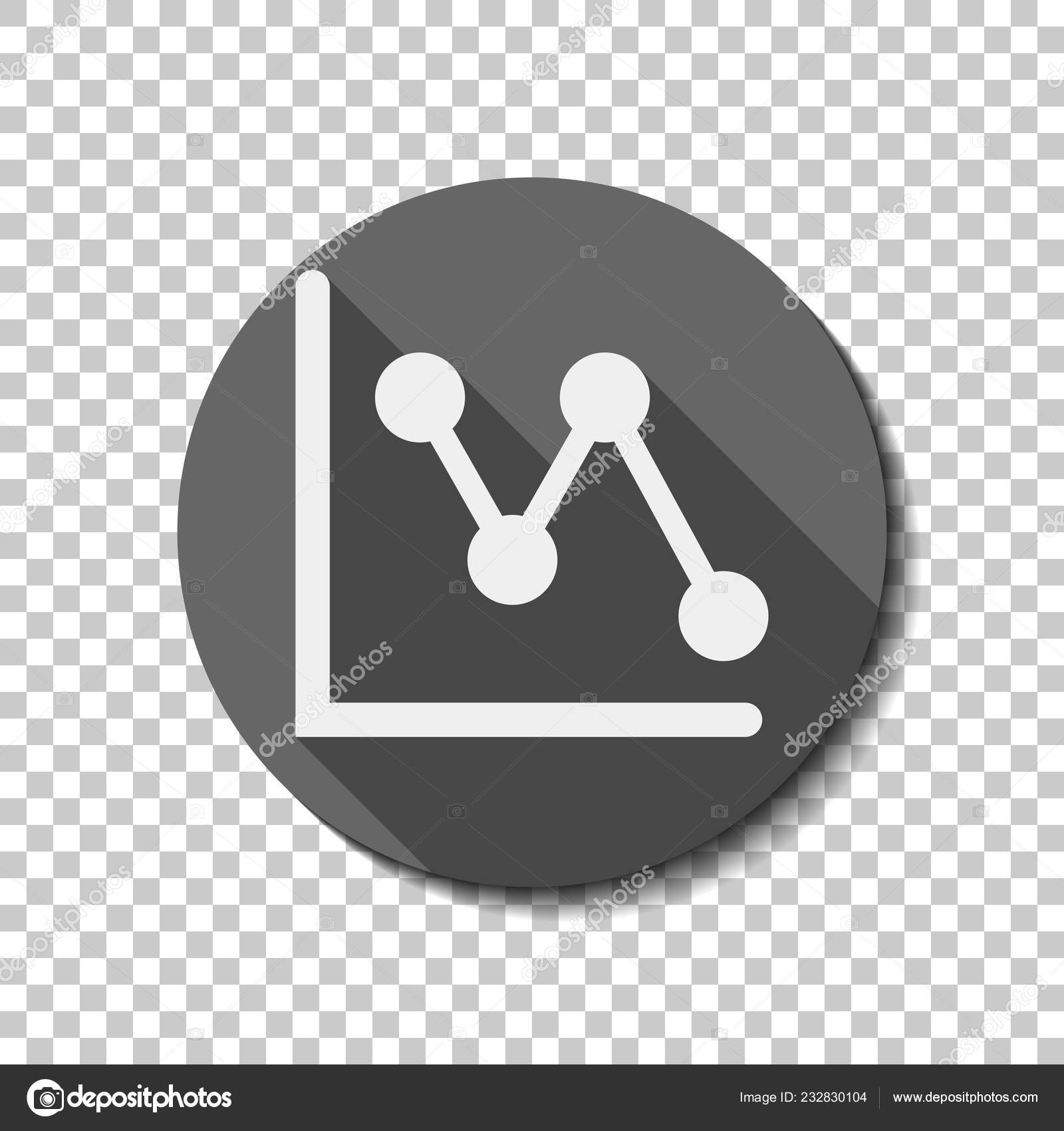 Declining Graph Line Icon White Flat Icon Long Shadow Circle Stock ...