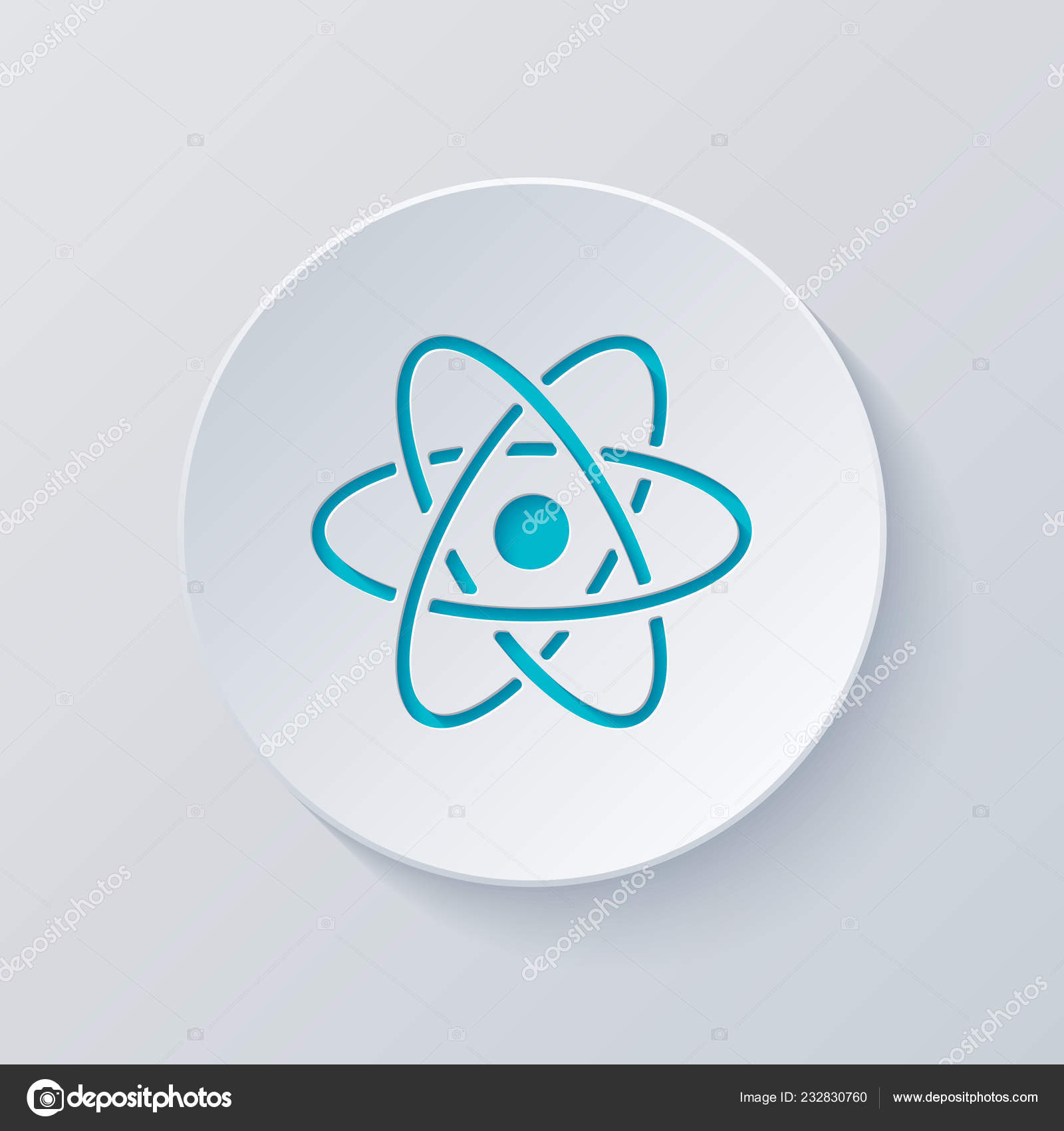 Scientific Atom Symbol Simple Icon Cut Circle Gray Blue Layers Stock ...