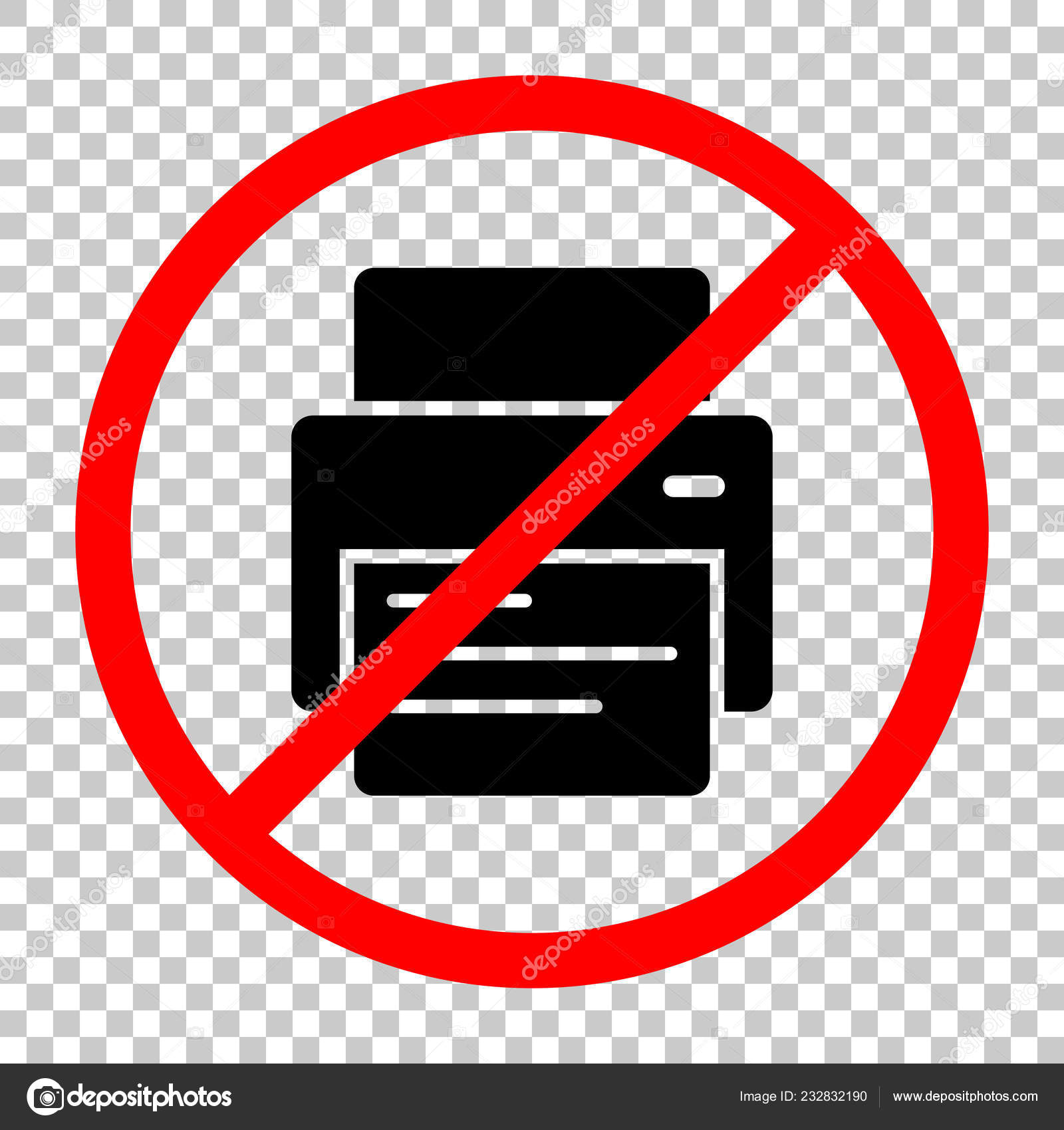 Printer Paper Allowed Black Object Red Warning Sign Transparent ...