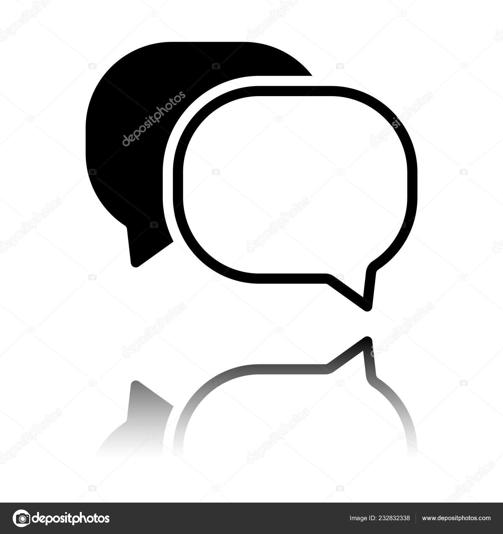 Chat Icon Black Icon Mirror Reflection White Background Stock Vector by ...