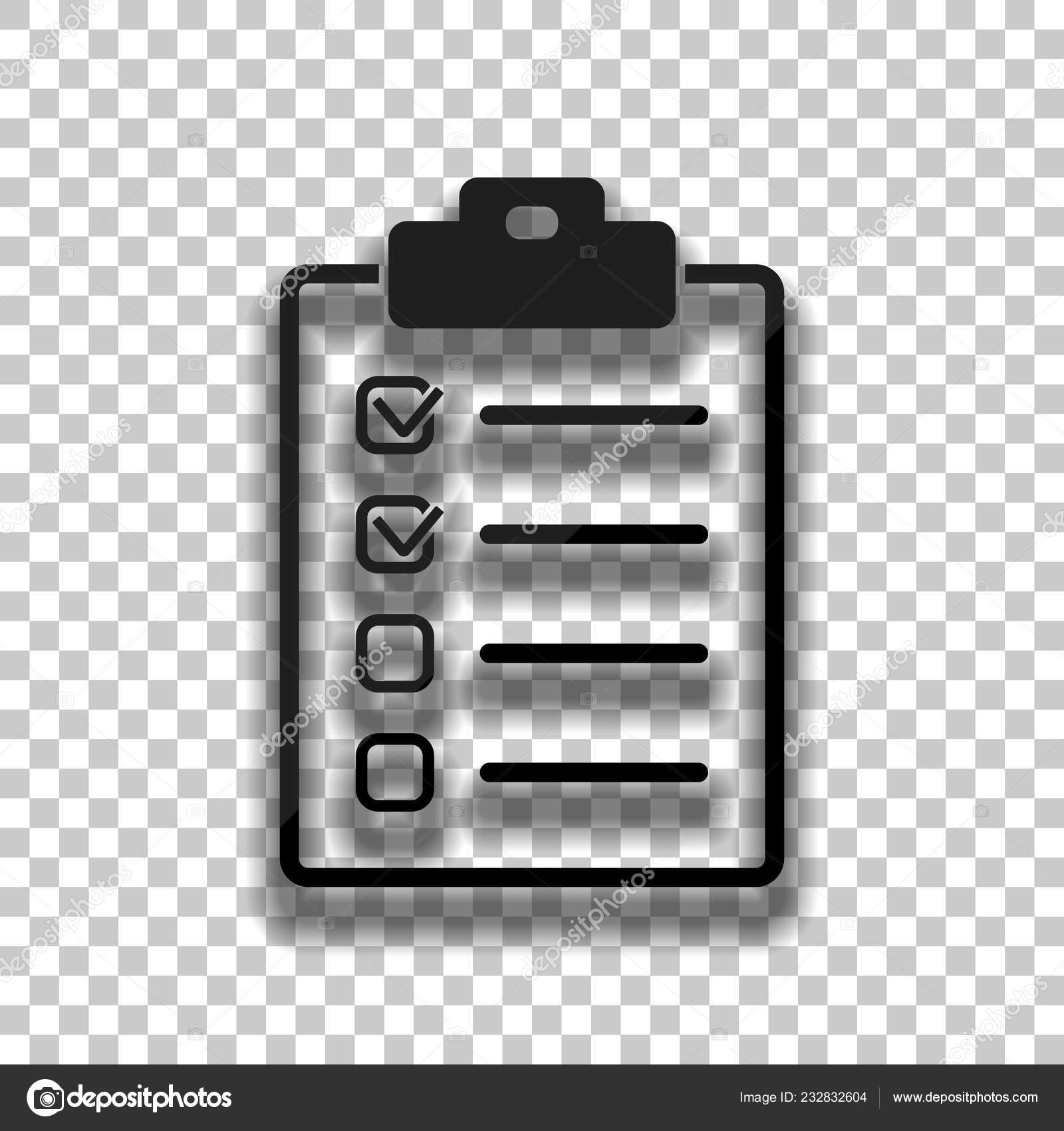 Checklist Icon Black Glass Icon Soft Shadow Transparent Background ...