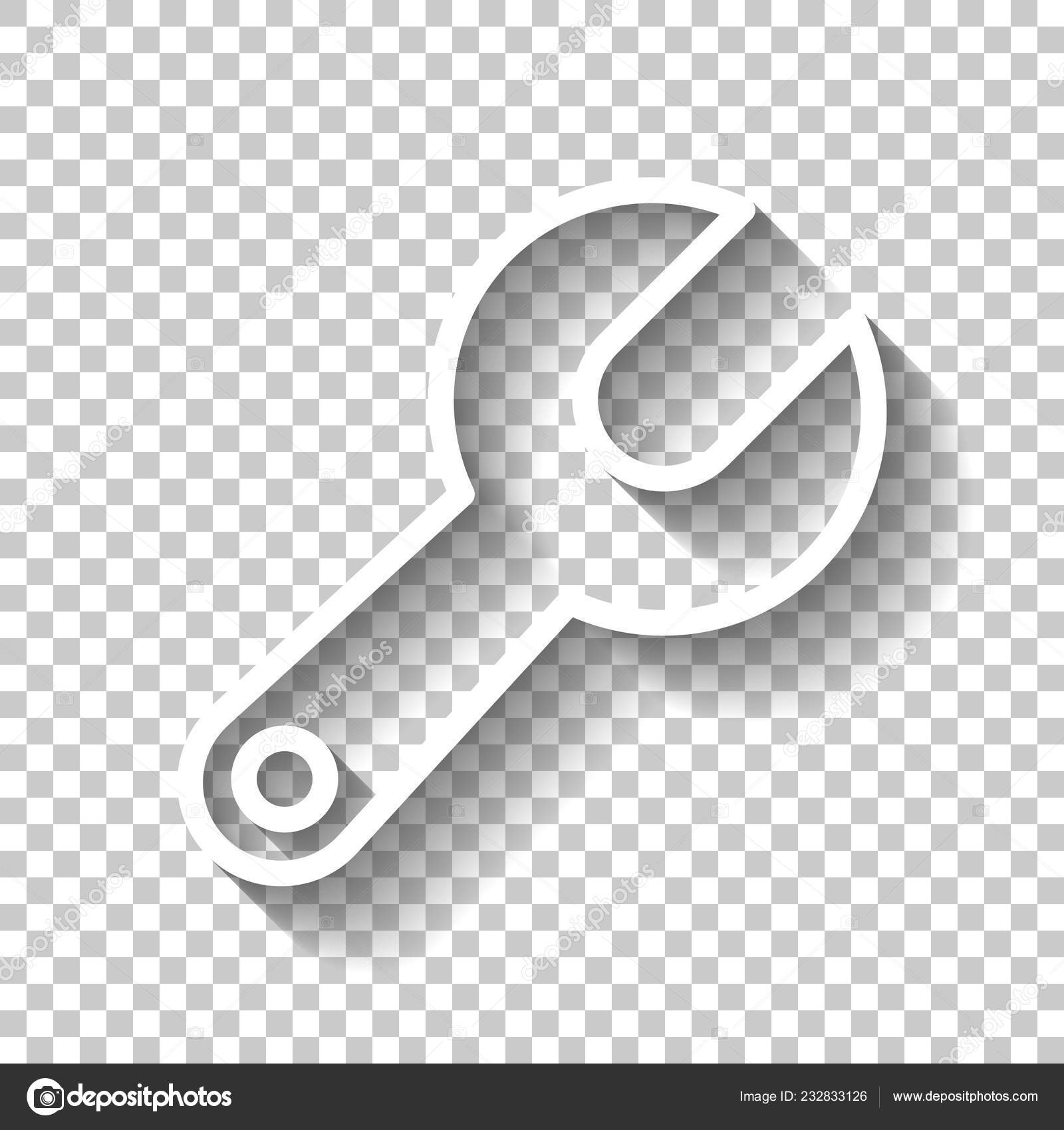 Simple Wrench Linear Thin Outline White Icon Shadow Transparent ...