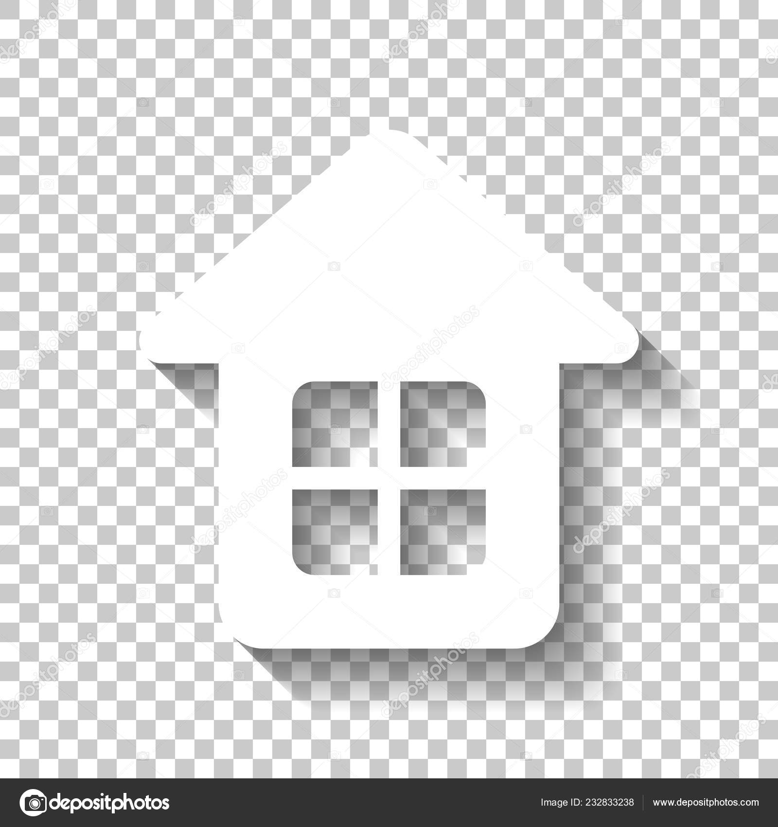 Simple House Icon White Icon Shadow Transparent Background Stock Vector ...