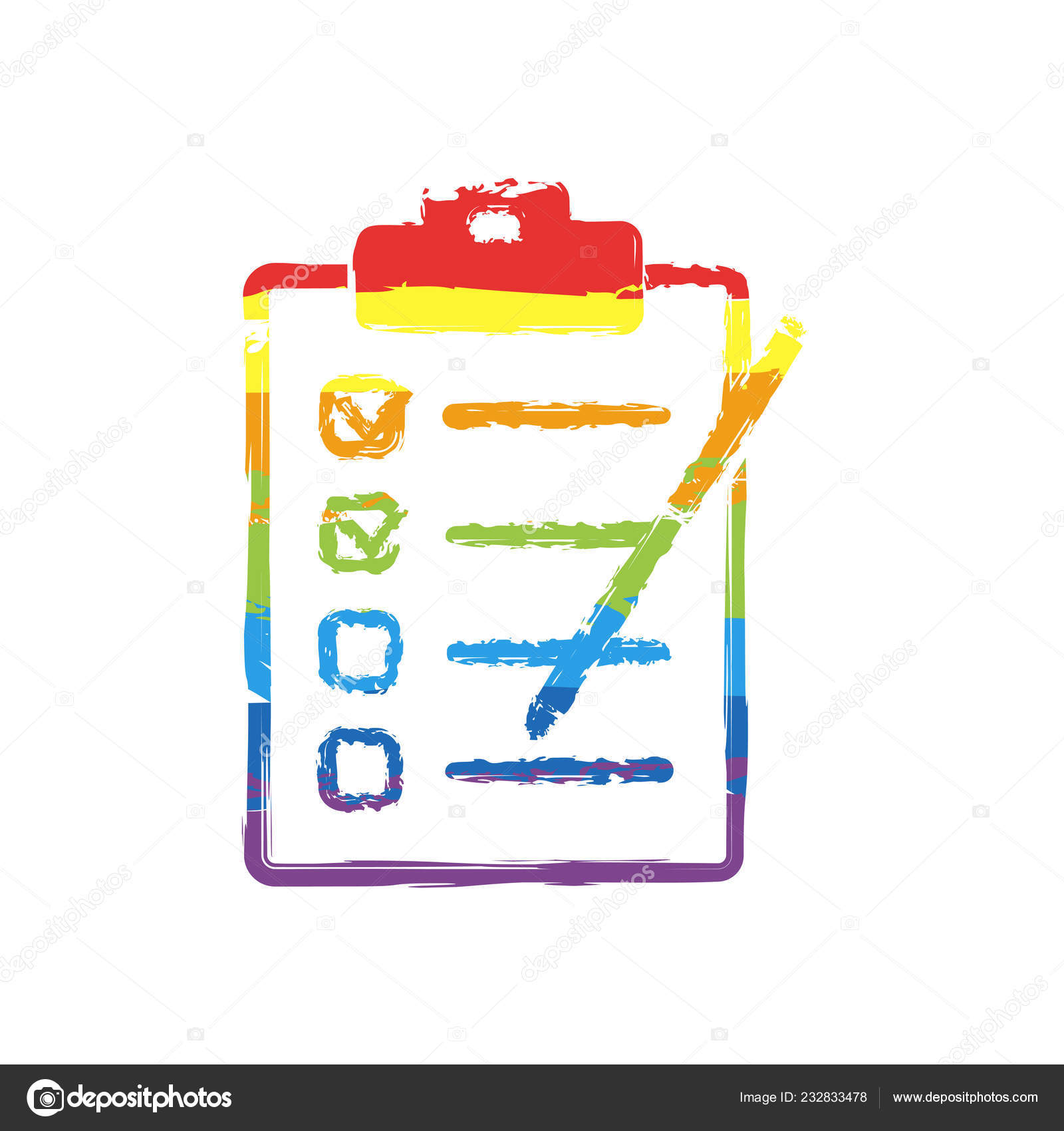 Lista Comprobación Con Icono Pluma Señal Dibujo Con Estilo Lgbt Vector ...