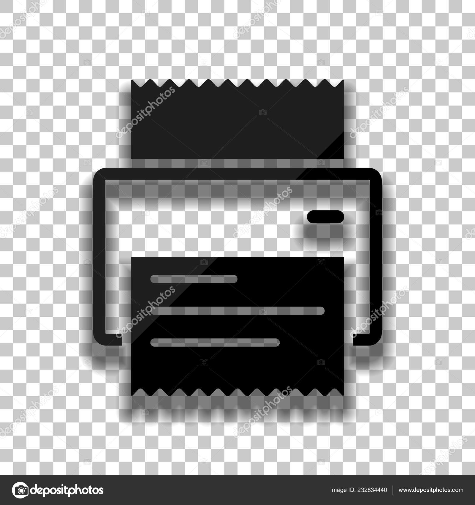 Printer Receipt Simple Icon Black Glass Icon Soft Shadow Transparent ...