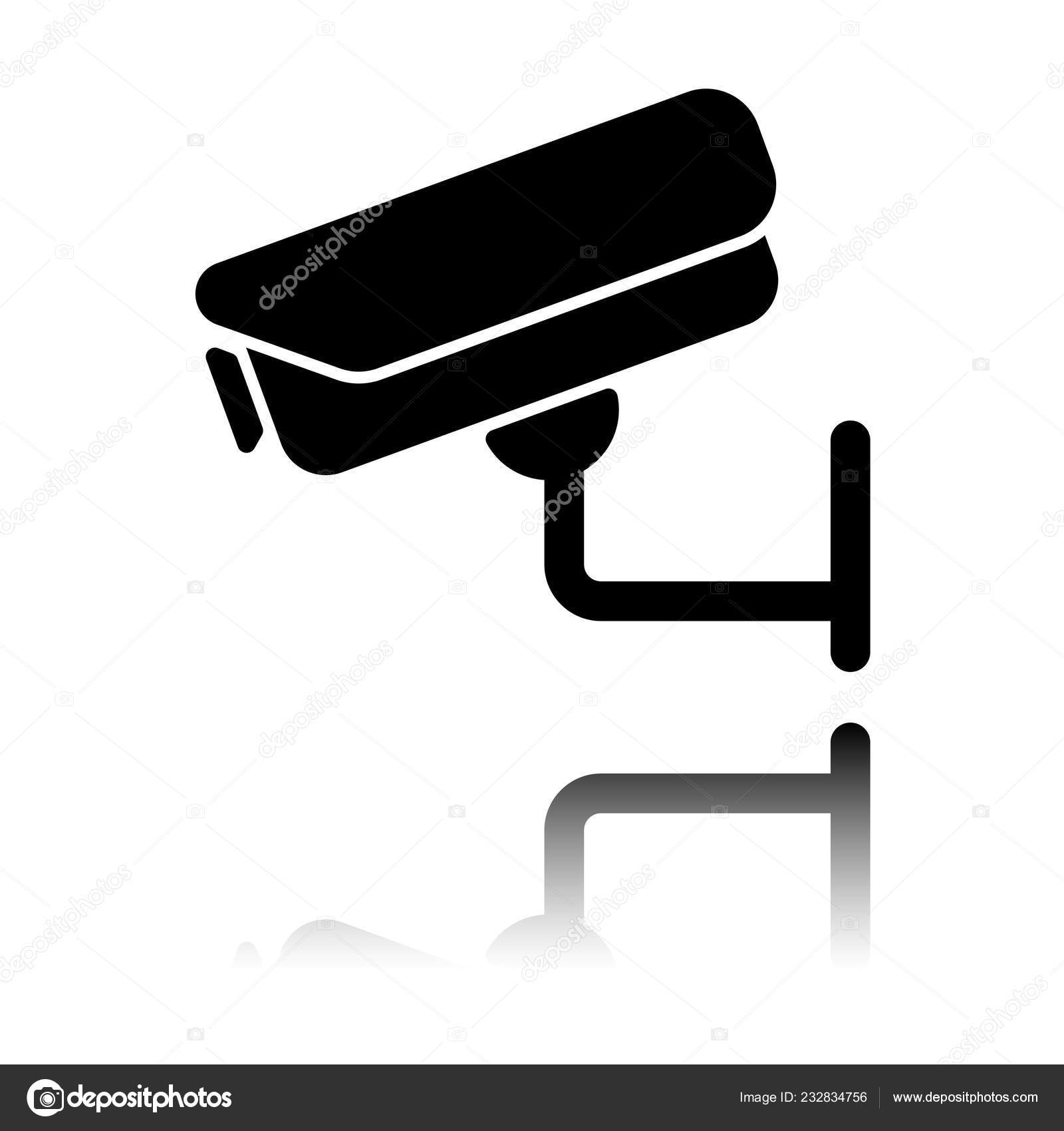 Security Camera Technology Icon Black Icon Mirror Reflection White ...