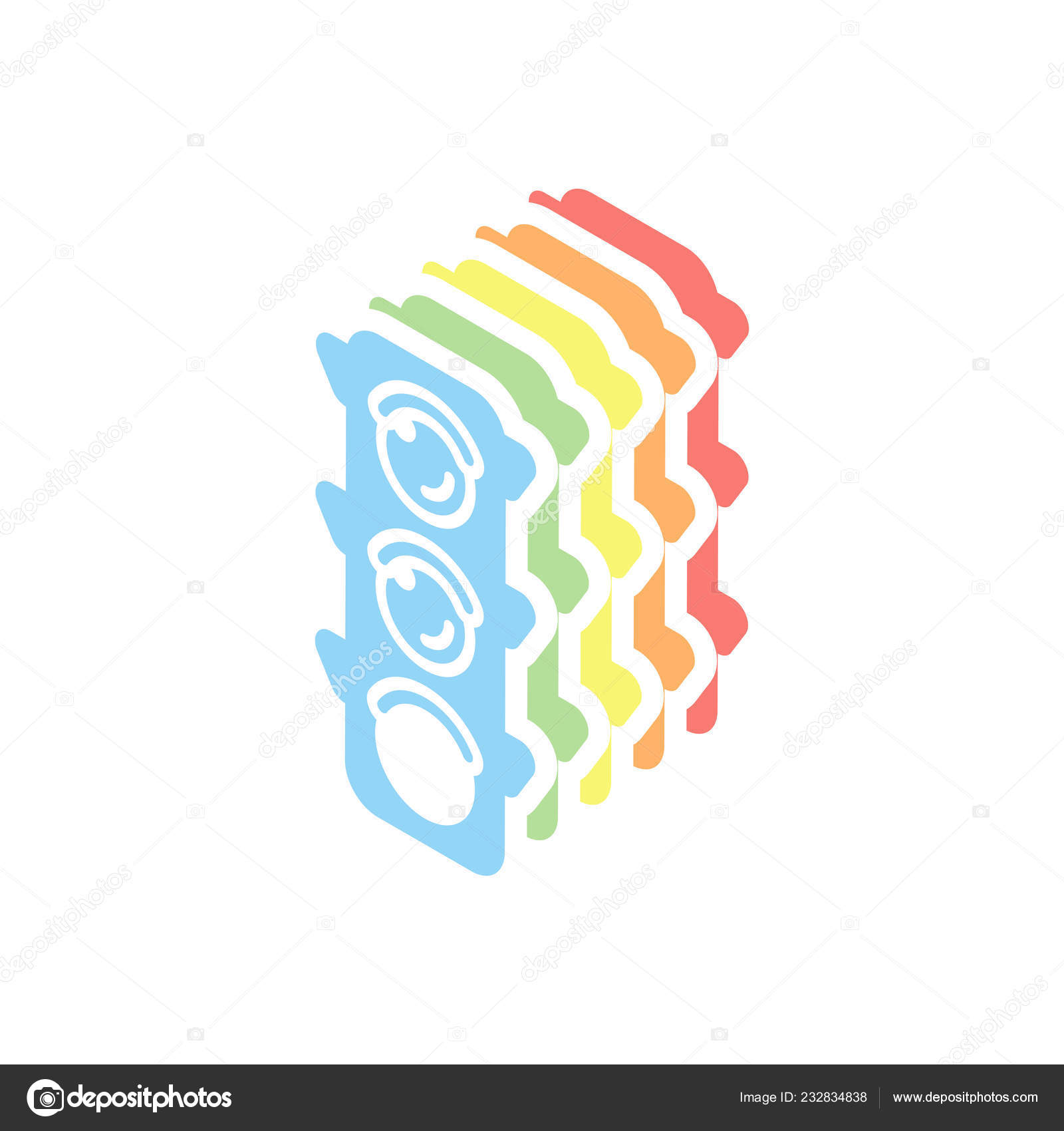 Traffic Light Icon Sign Walk Green Stack Colorful Isometric Icons Stock ...