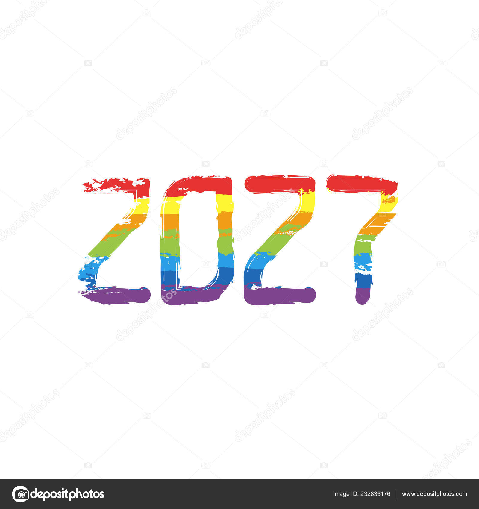2027 Number Icon Happy New Year Drawing Sign Lgbt Style Stock Vector ...