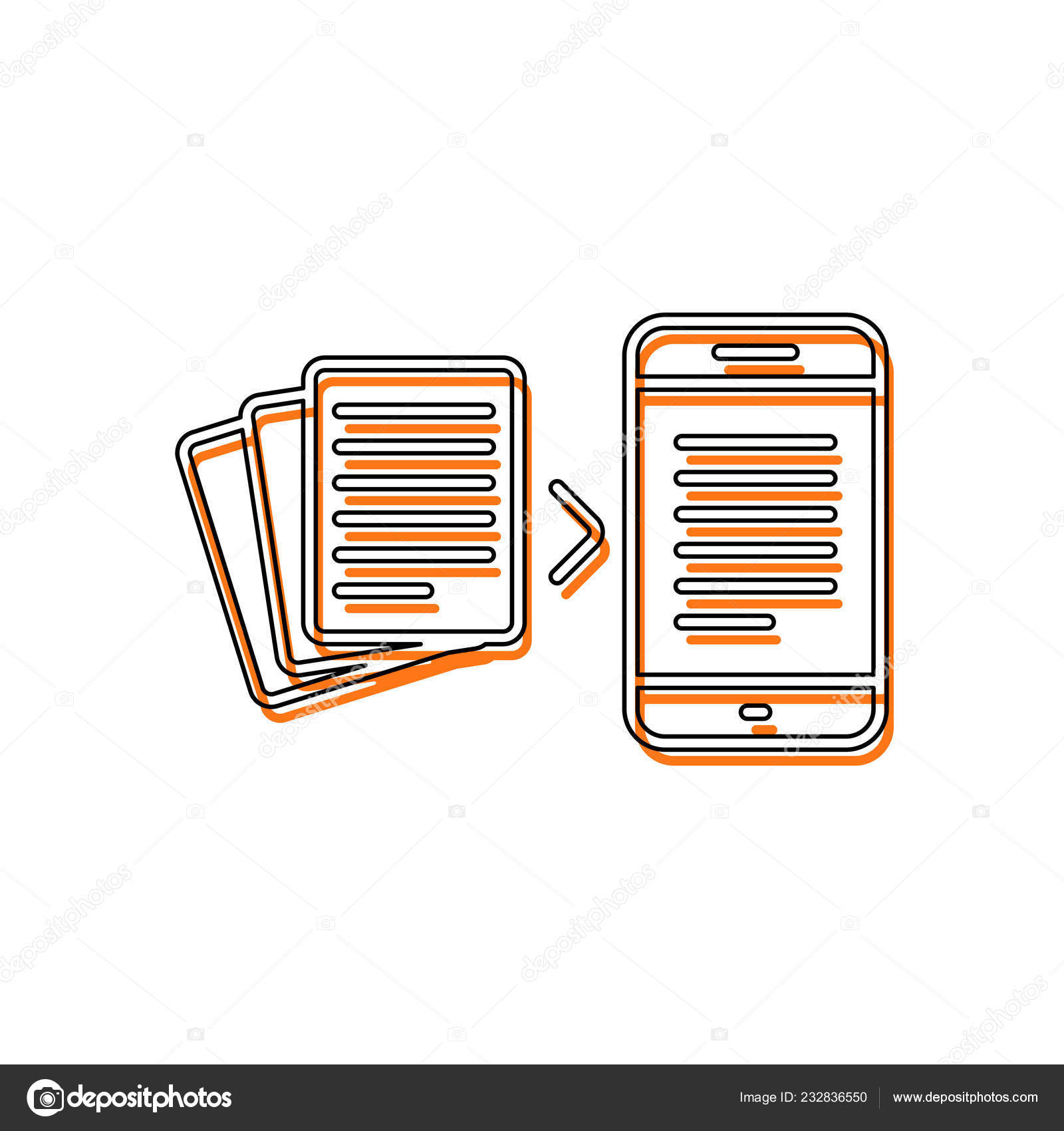 Convert Electronic Document Isolated Icon Consisting Black Thin Contour ...