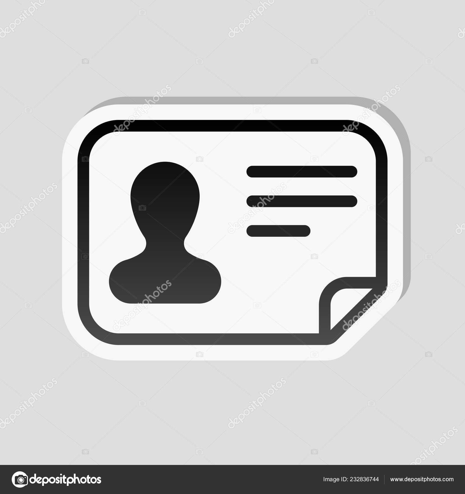 Identification Card Icon Profile Sticker Style White Border Simple ...