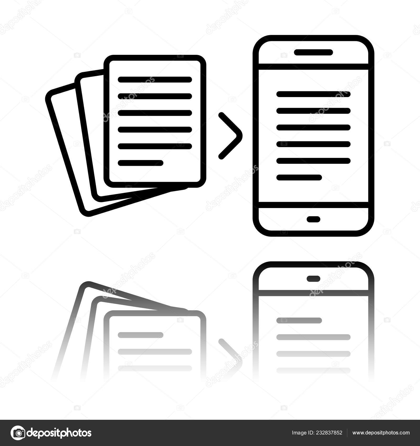 Convert Electronic Document Black Icon Mirror Reflection White ...