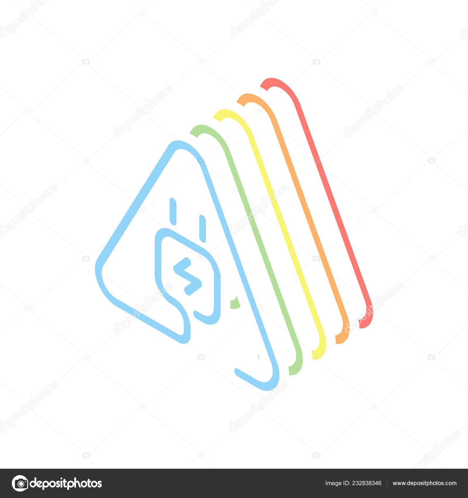 Electric Power Plug Warning Triangle Simple Linear Icon Thin Outline ...