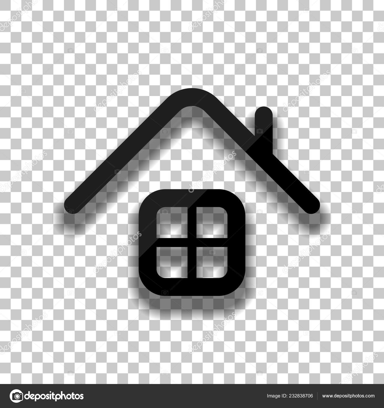 Simple House Icon Black Glass Icon Soft Shadow Transparent Background ...