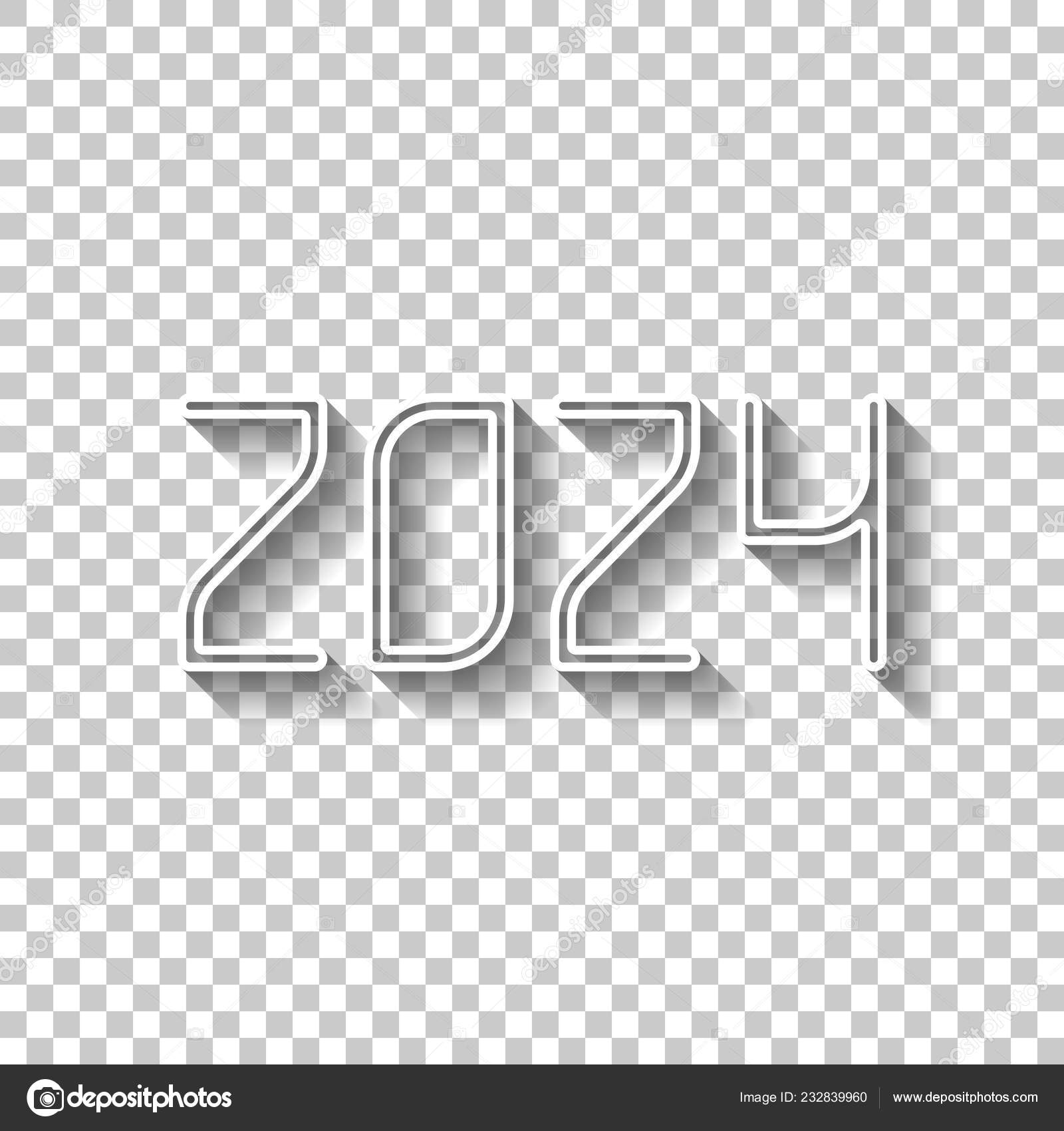2024 Número Icono Feliz Año Nuevo Señal Contorno Blanco Con Vector de ...