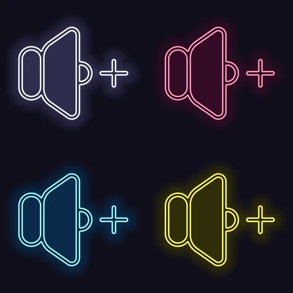 Volume Max Icon Set Neon Sign Casino Style Dark Background Stock Vector ...