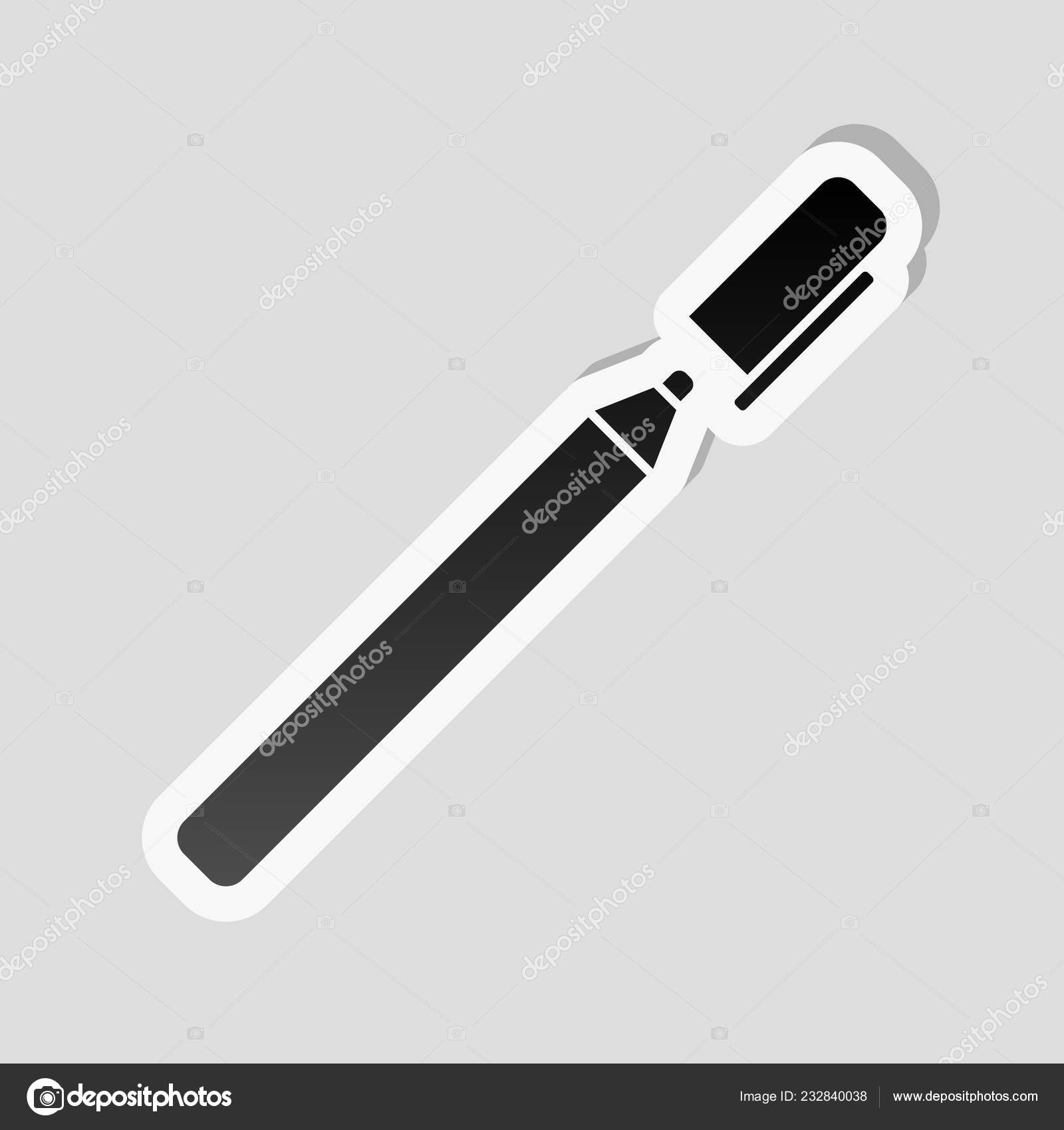 Pen Marker Icon Sticker Style White Border Simple Shadow Gray Stock ...