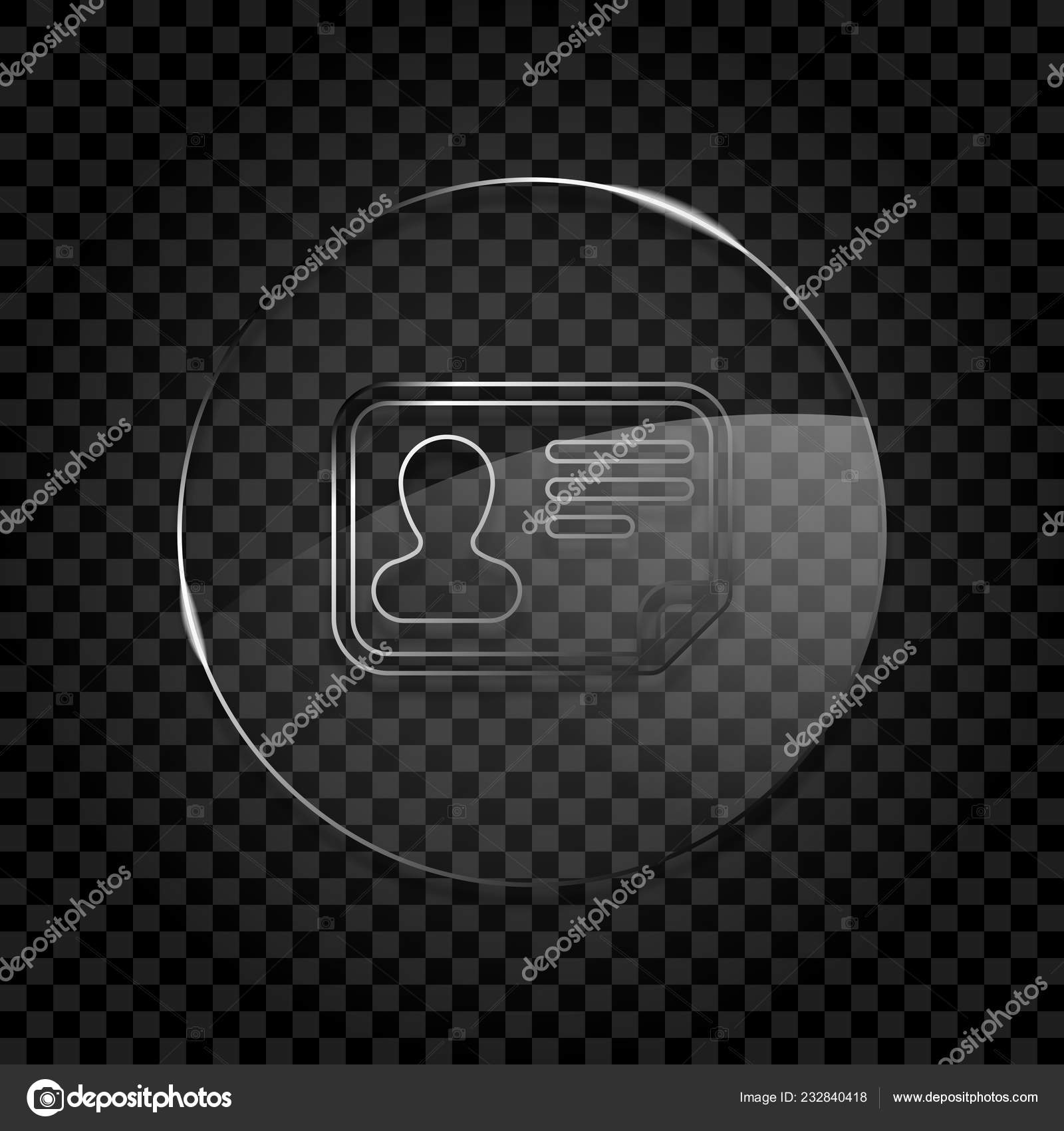 Identification Card Icon Profile Icon Circle Glass Bubble Dark ...
