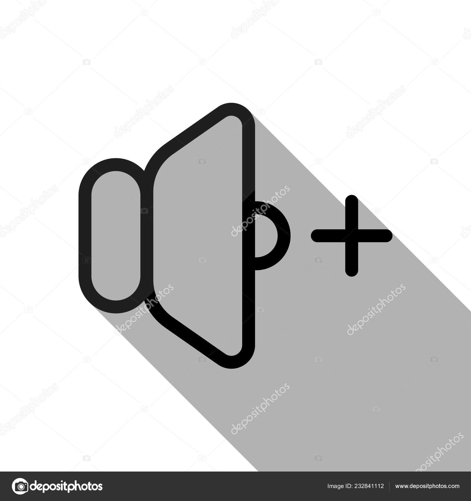 Volume Icon Black Object Long Shadow White Background Stock Vector ...