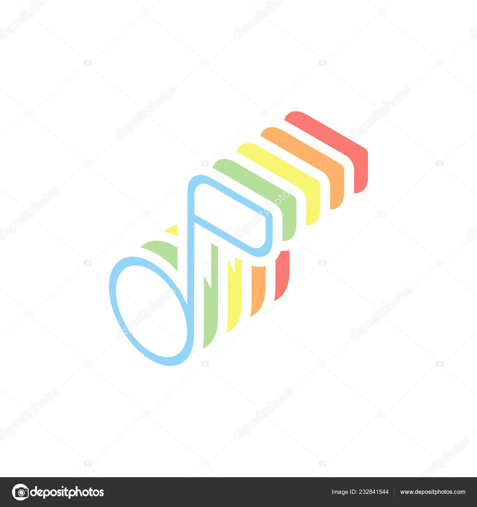 Simple Music Note Linear Icon Thin Outline Stack Colorful Isometric ... Simple Music Note Linear Icon Thin Outline Stack Colorful Isometric ...