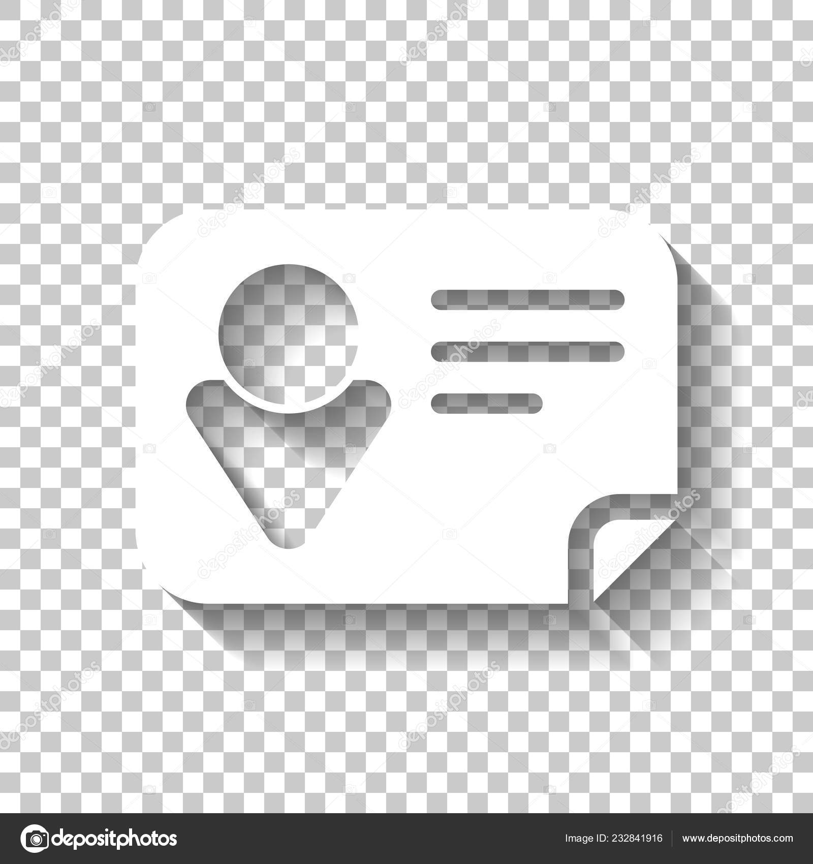 Identification Card Icon White Icon Shadow Transparent Background Stock ...