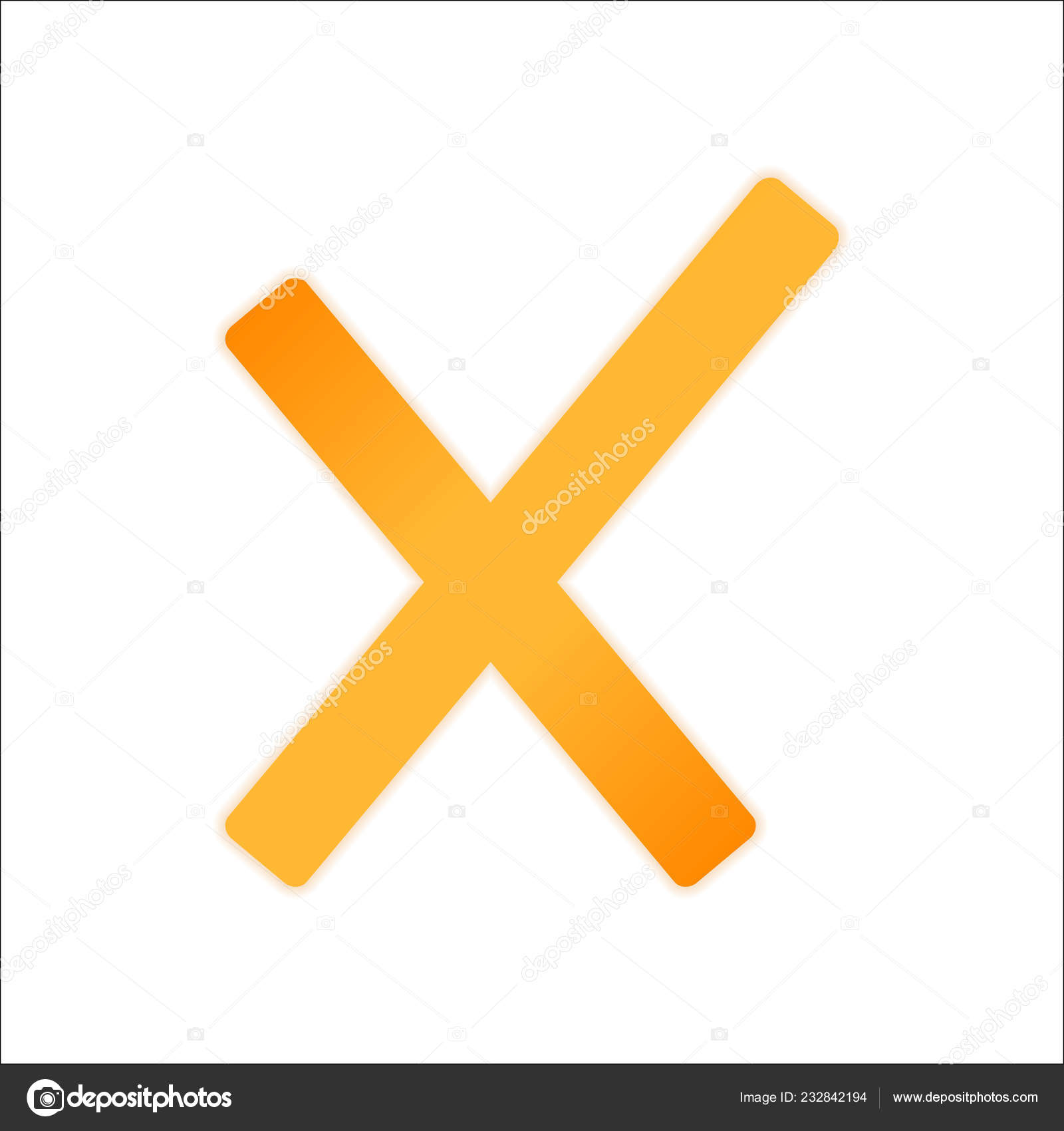 Wrong Mark Icon Orange Sign Low Light White Background Stock Vector ...