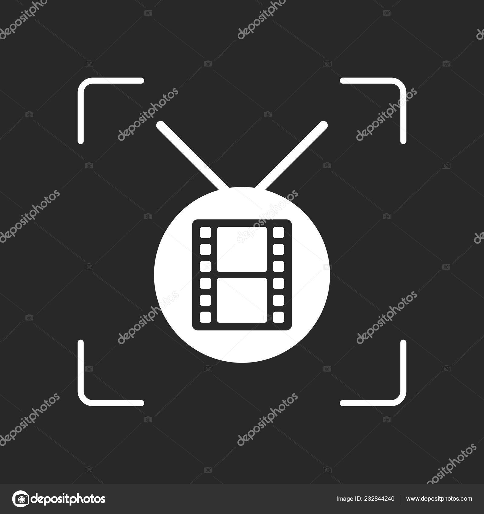 Circle Movie Strip Icon White Object Camera Autofocus Dark Background ...