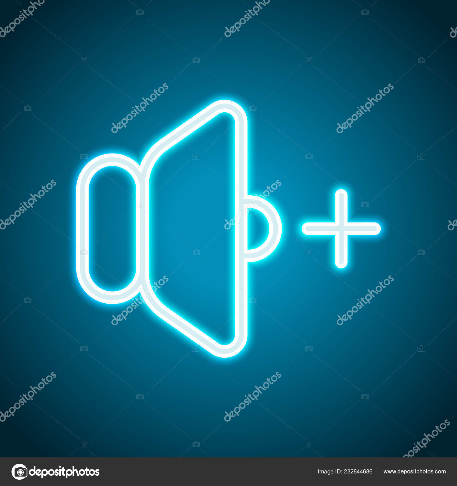 Volume Icon Neon Style Light Decoration Icon Bright Electric Symbol ...