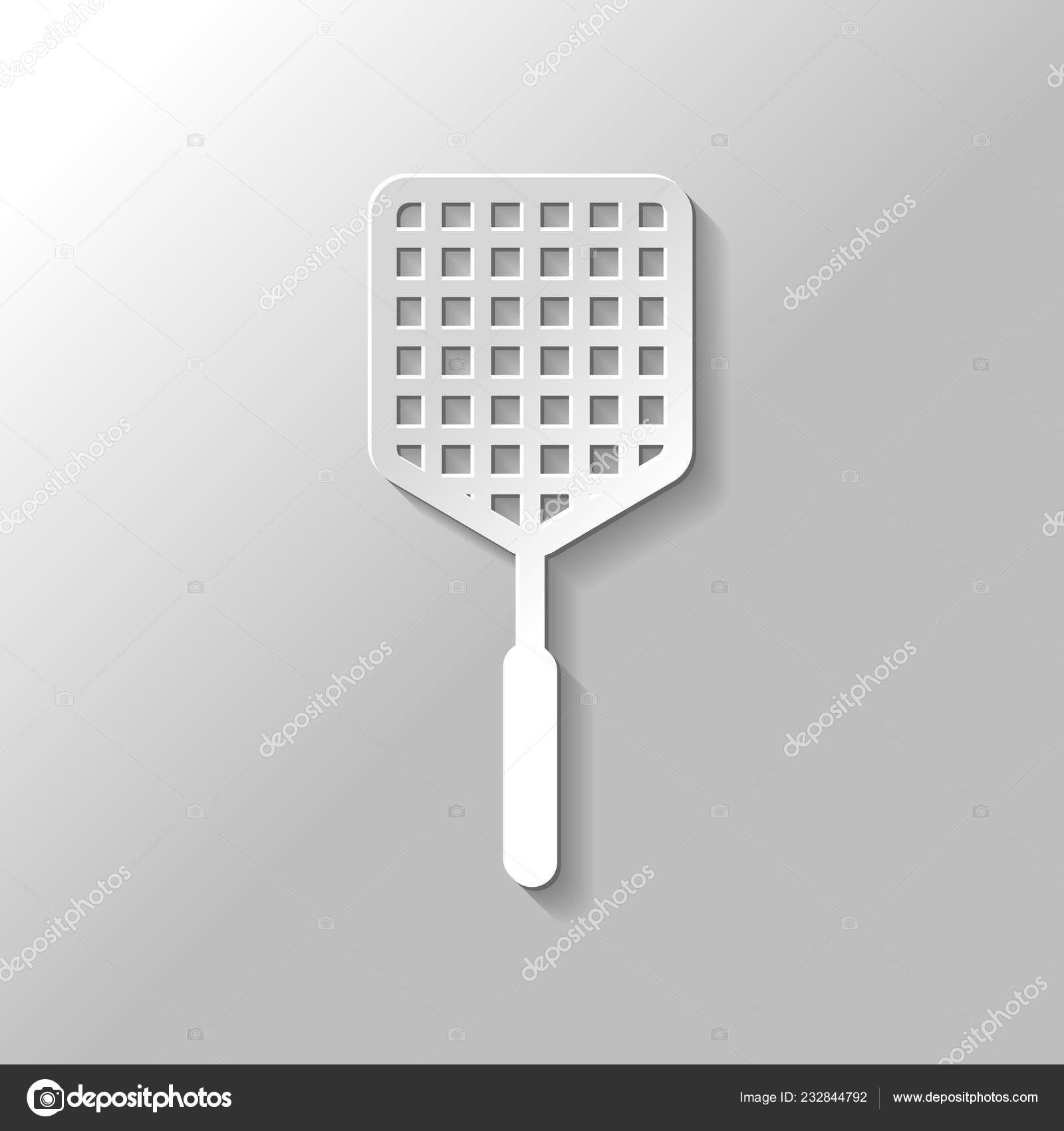 Fly Swatter Icon Paper Style Shadow Gray Background Stock Vector Image ...