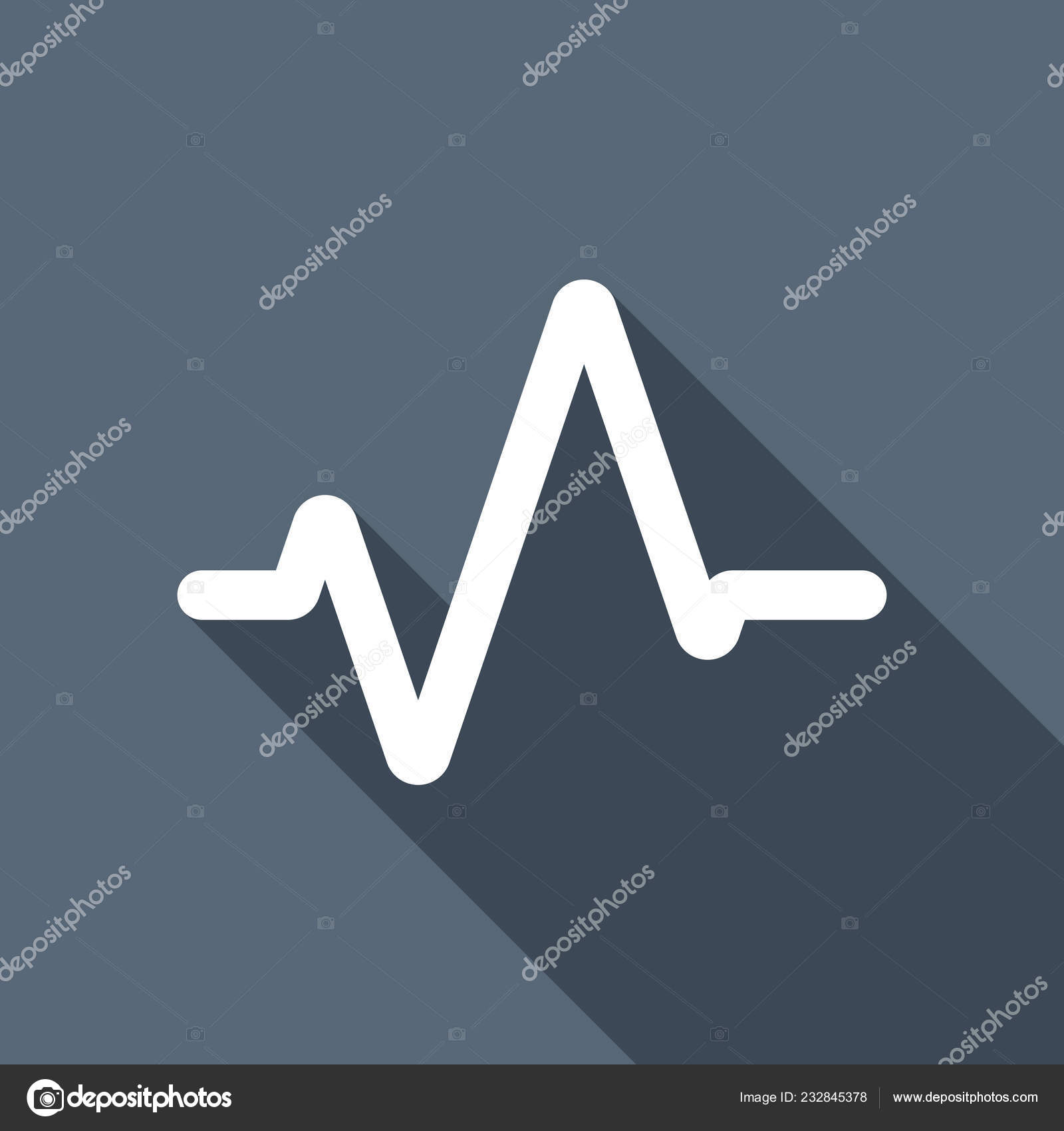 Simple Pulse Icon White Flat Icon Long Shadow Background Stock Vector ...