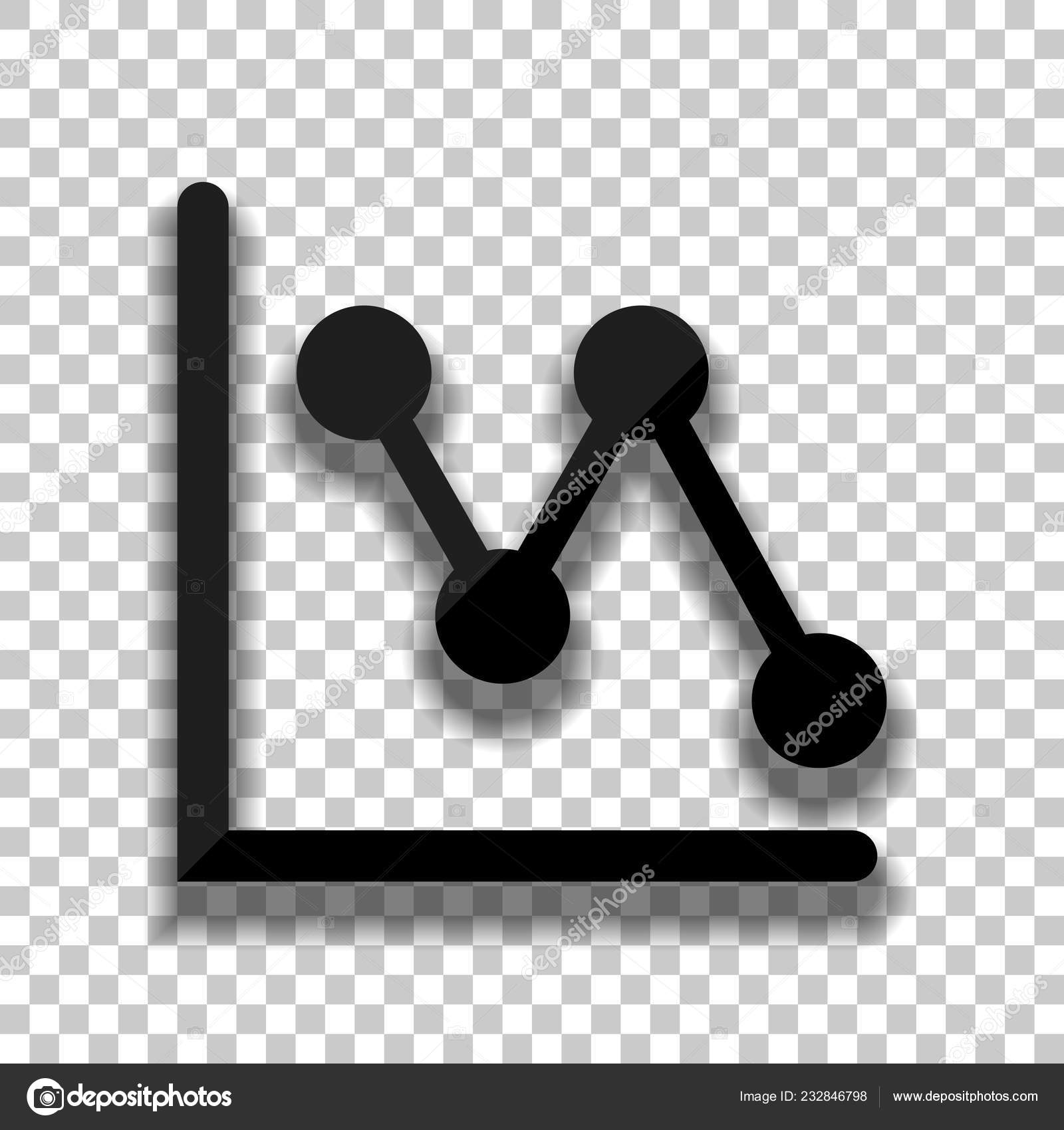Declining Graph Line Icon Black Glass Icon Soft Shadow Transparent ...