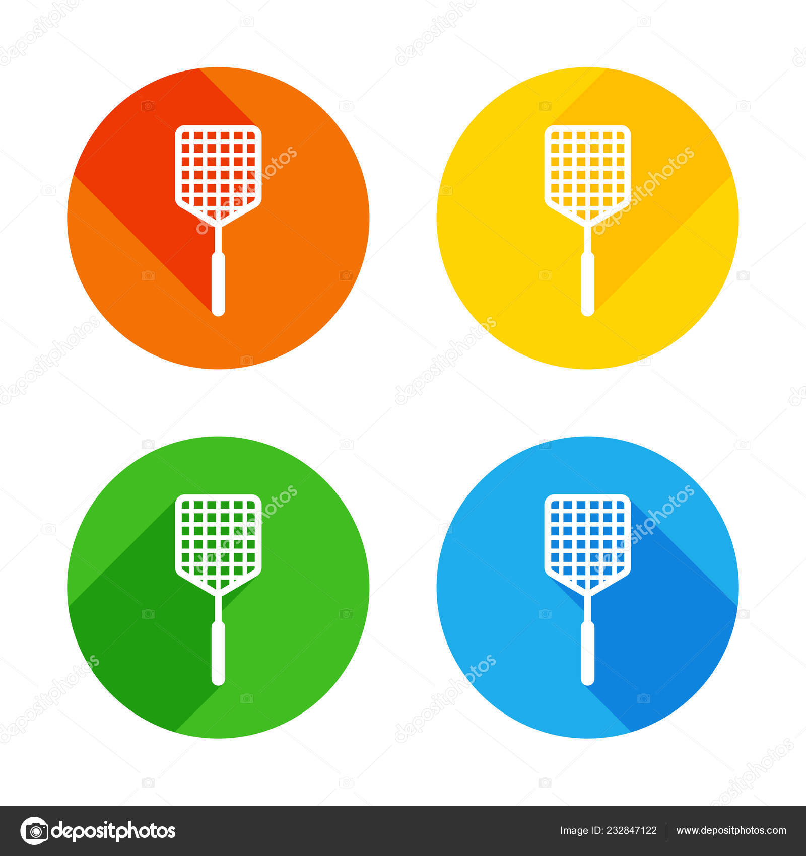 Fly Swatter Icon Flat White Icon Colored Circles Background Four Stock Vector Image by ©fokas ...