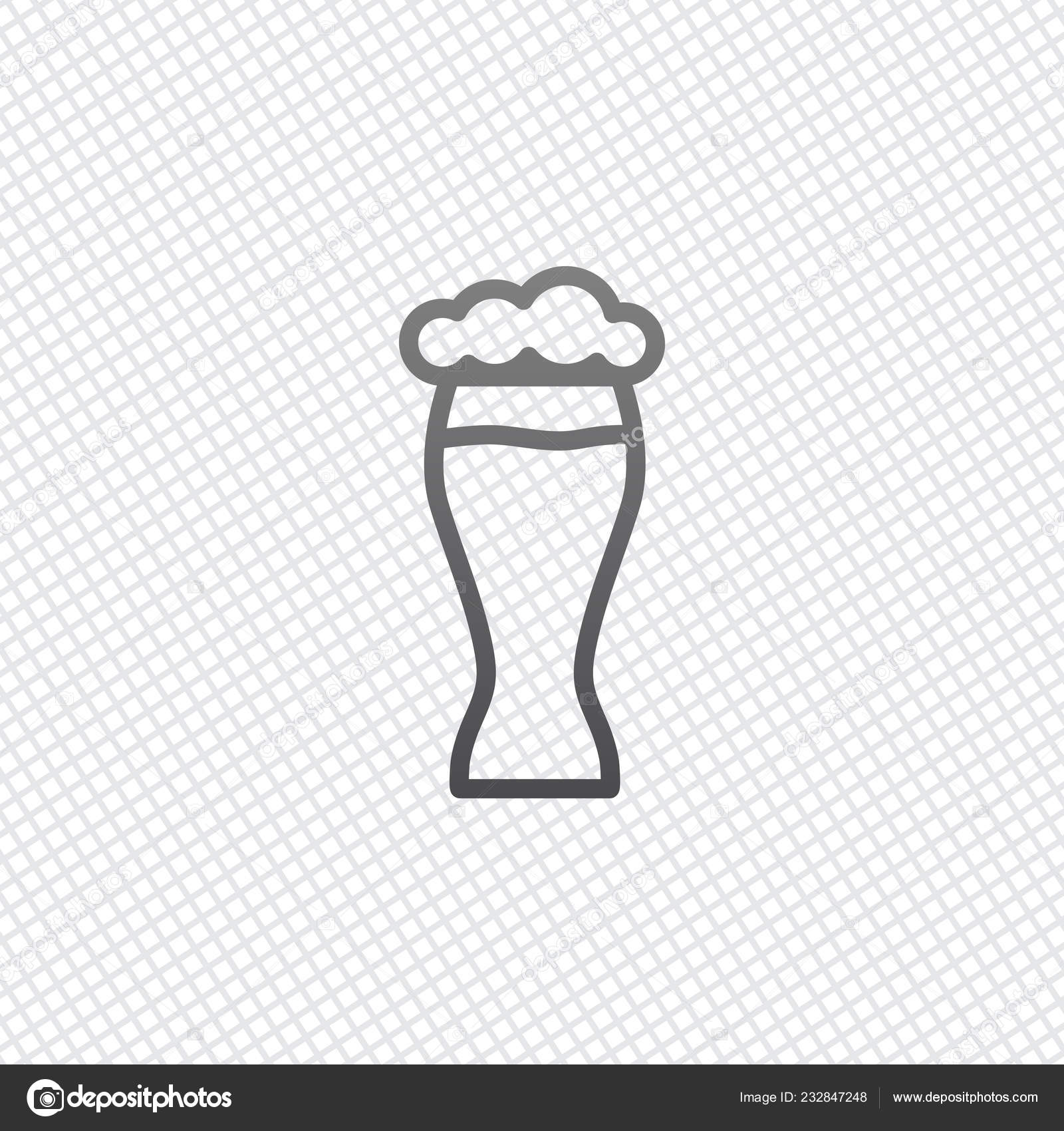 Beer Glass Simple Linear Icon Thin Outline Grid Background Stock Vector ...