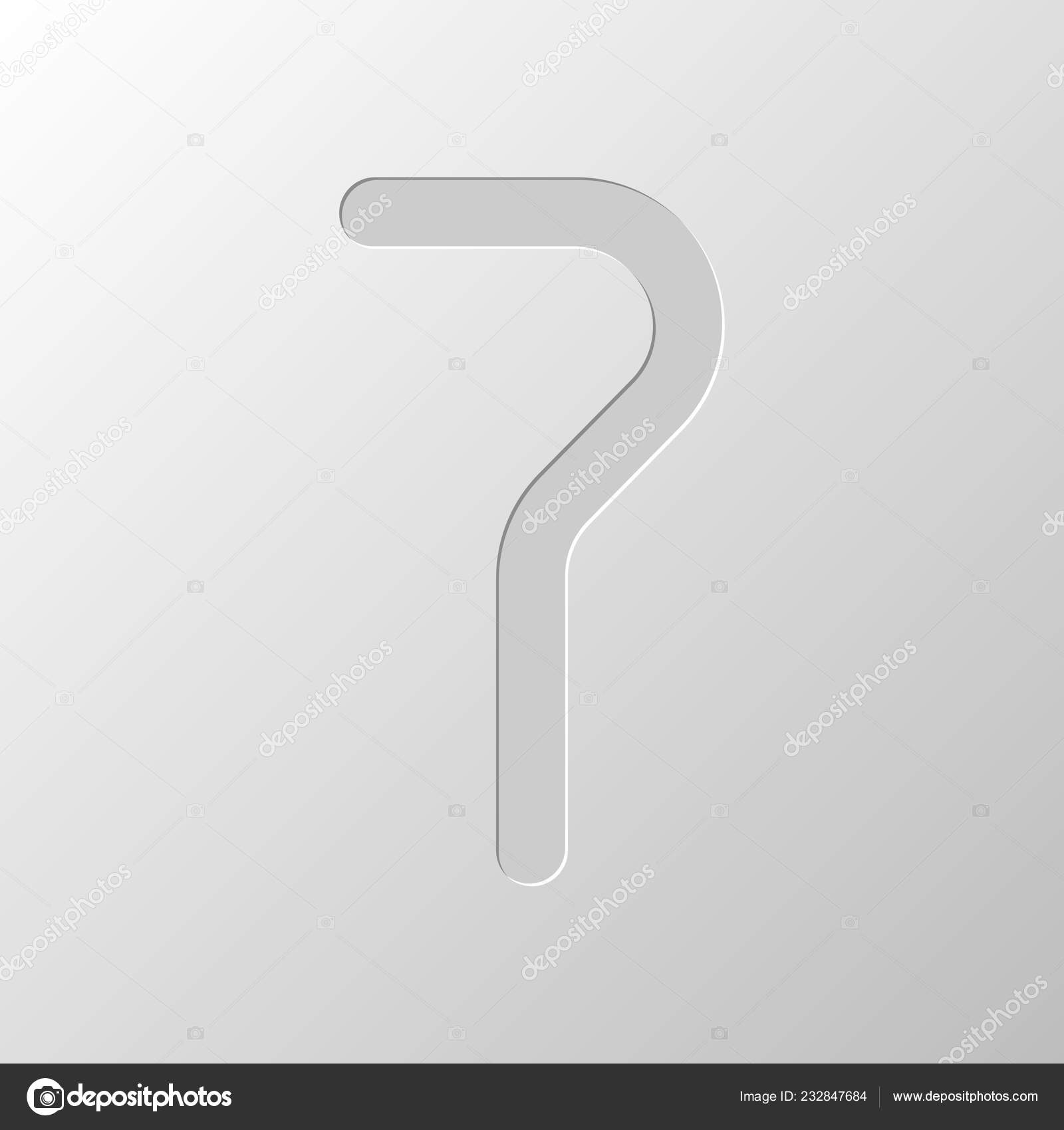 Number Seven Numeral Simple Letter Paper Design Cutted Symbol Pitted ...