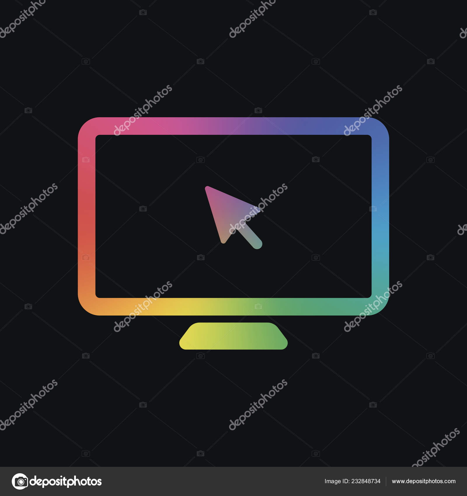 Desktop Computer Mouse Arrow Simple Digital Icon Rainbow Color Dark ...
