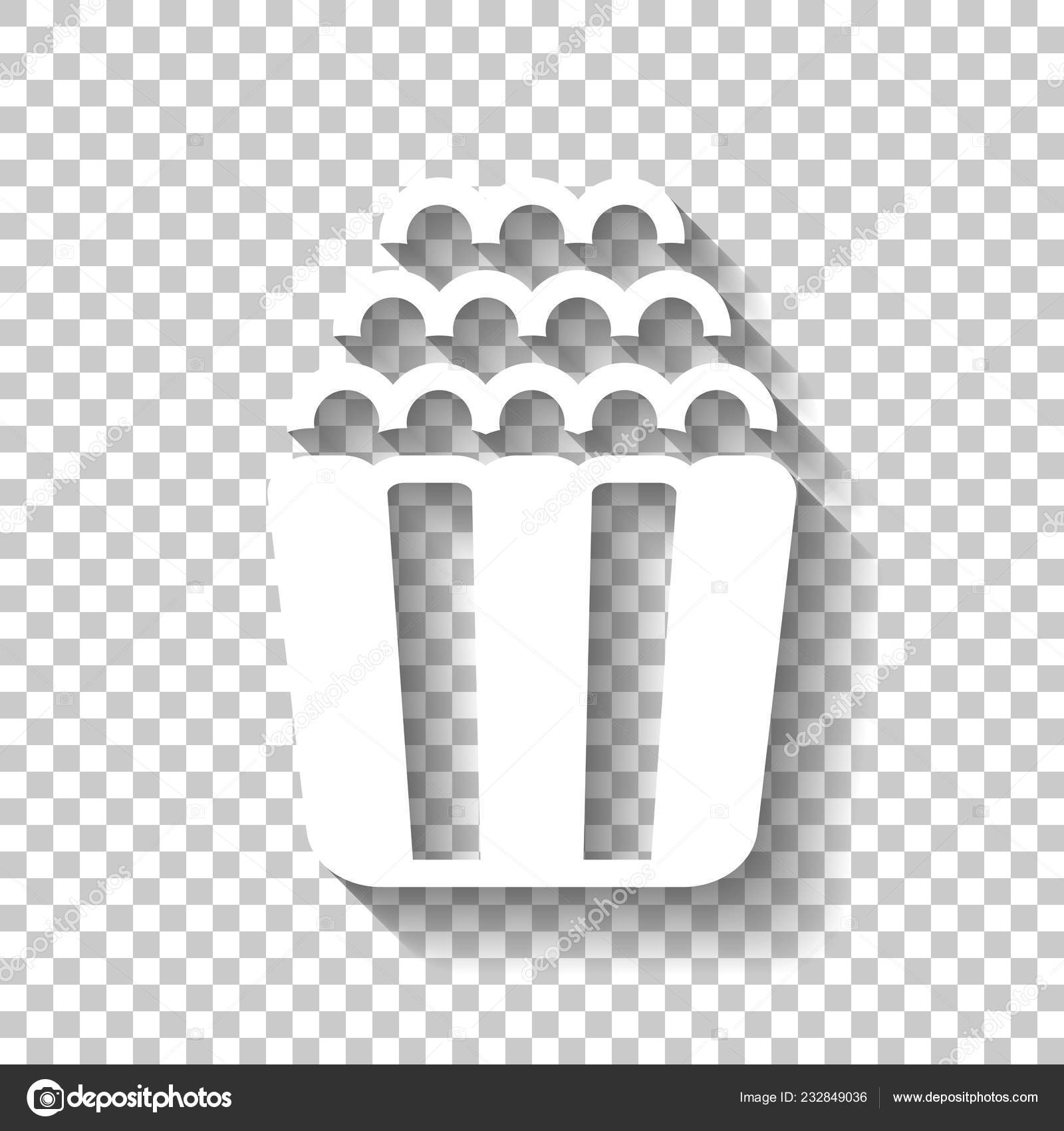 Popcorn Icon Snack Movie Paper Box Food White Icon Shadow — Stock ...