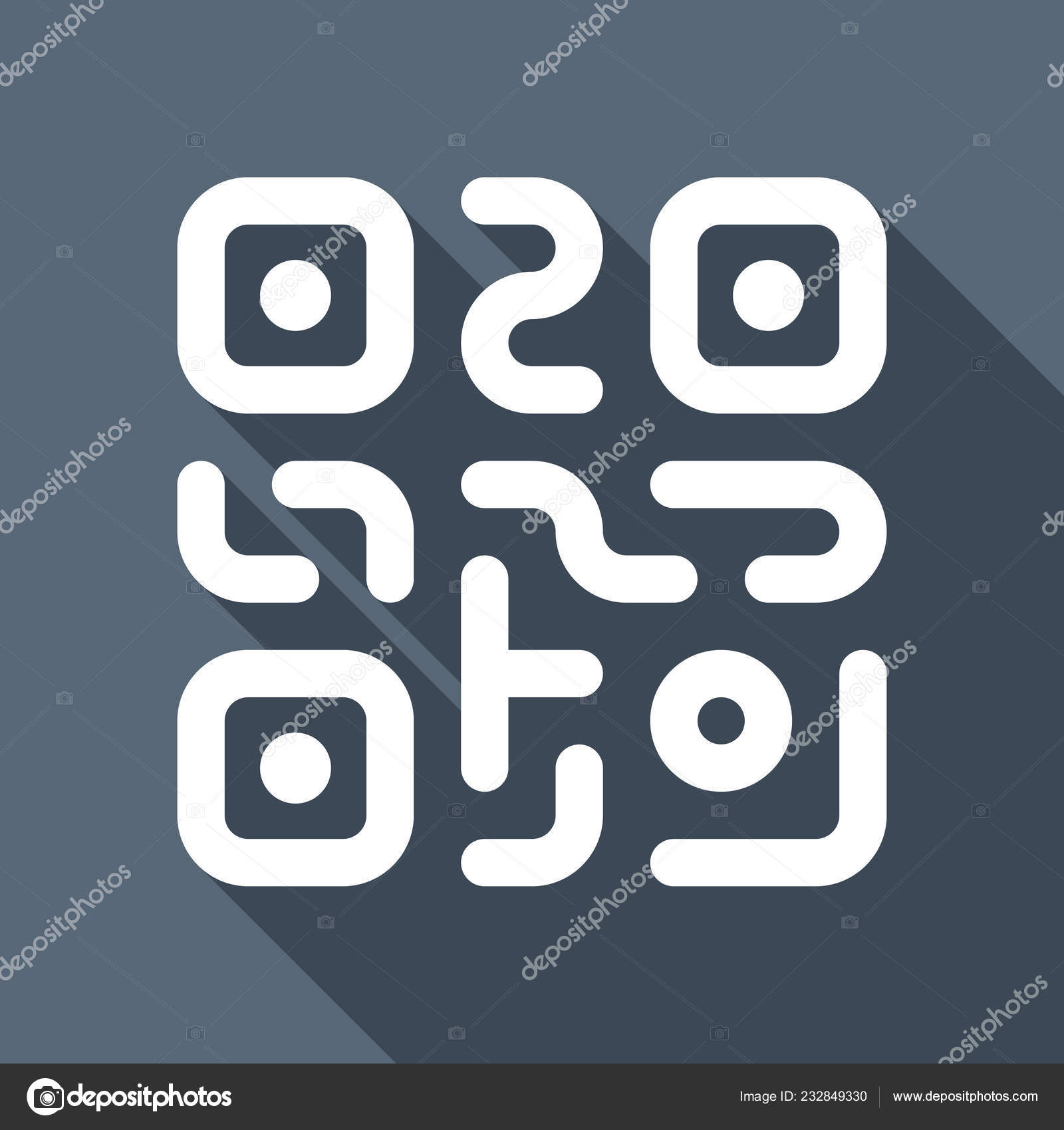 Code Technology Icon Simple Logo White Flat Icon Long Shadow Stock ...