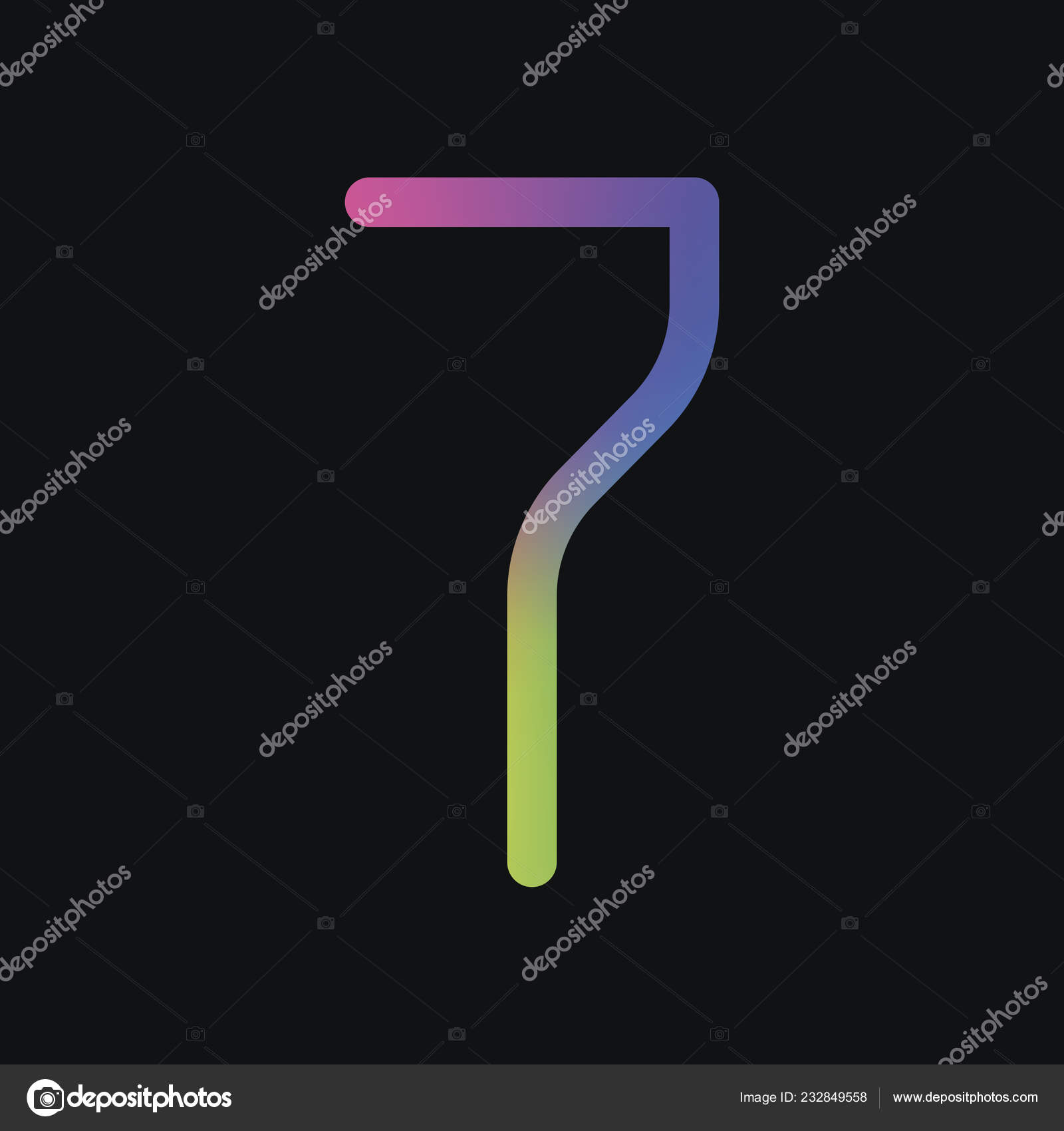 Number Numeral Seventh Rainbow Color Dark Background Stock Vector Image ...