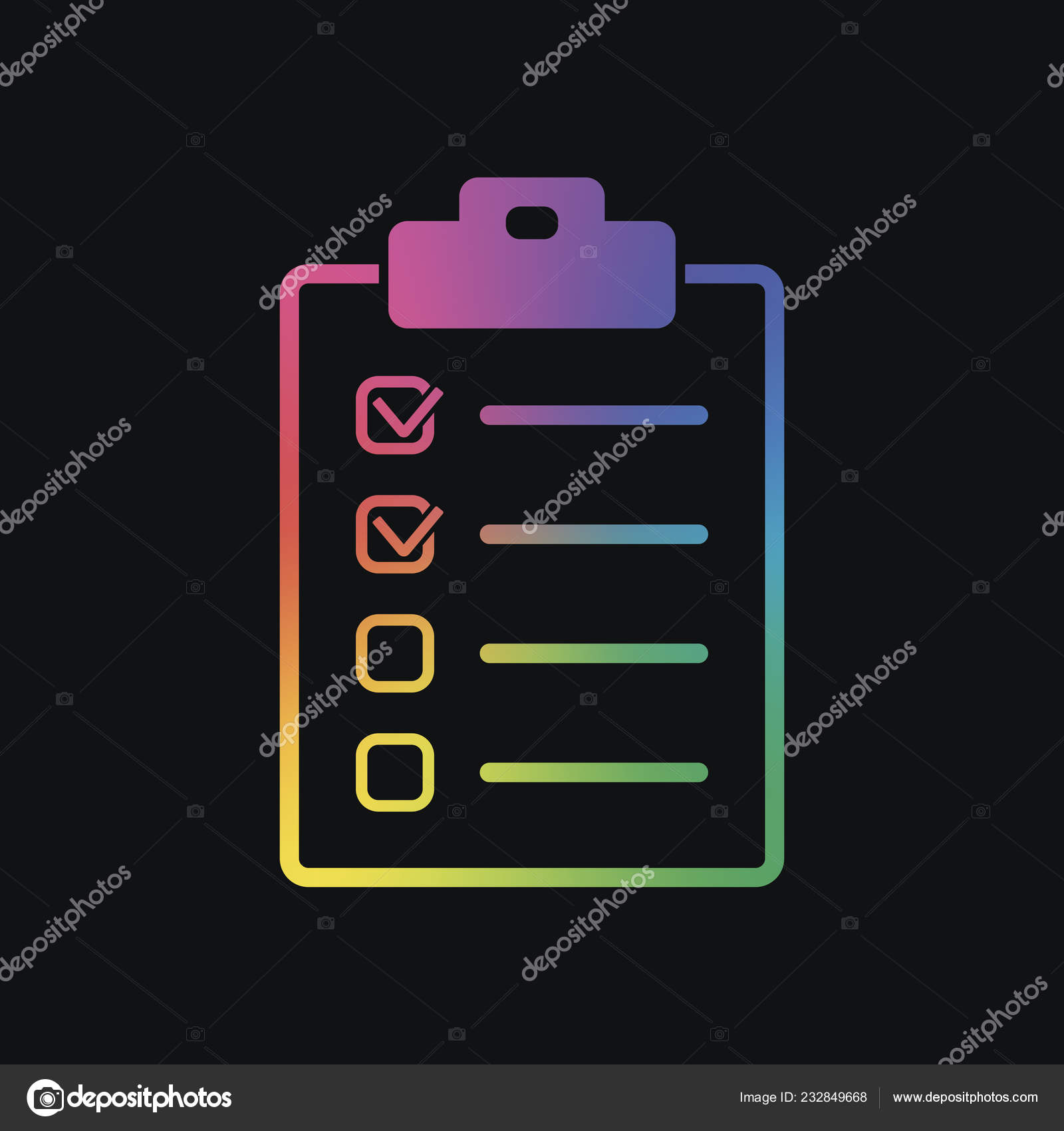 Ícone Lista Verificação Cor Arco Íris Fundo Escuro Vetor de ©fokas ...