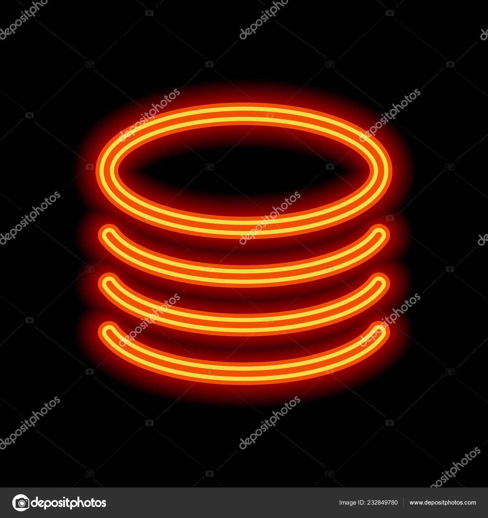 Database Icon Simple Linear Symbol Thin Outline Orange Neon Style Stock ...