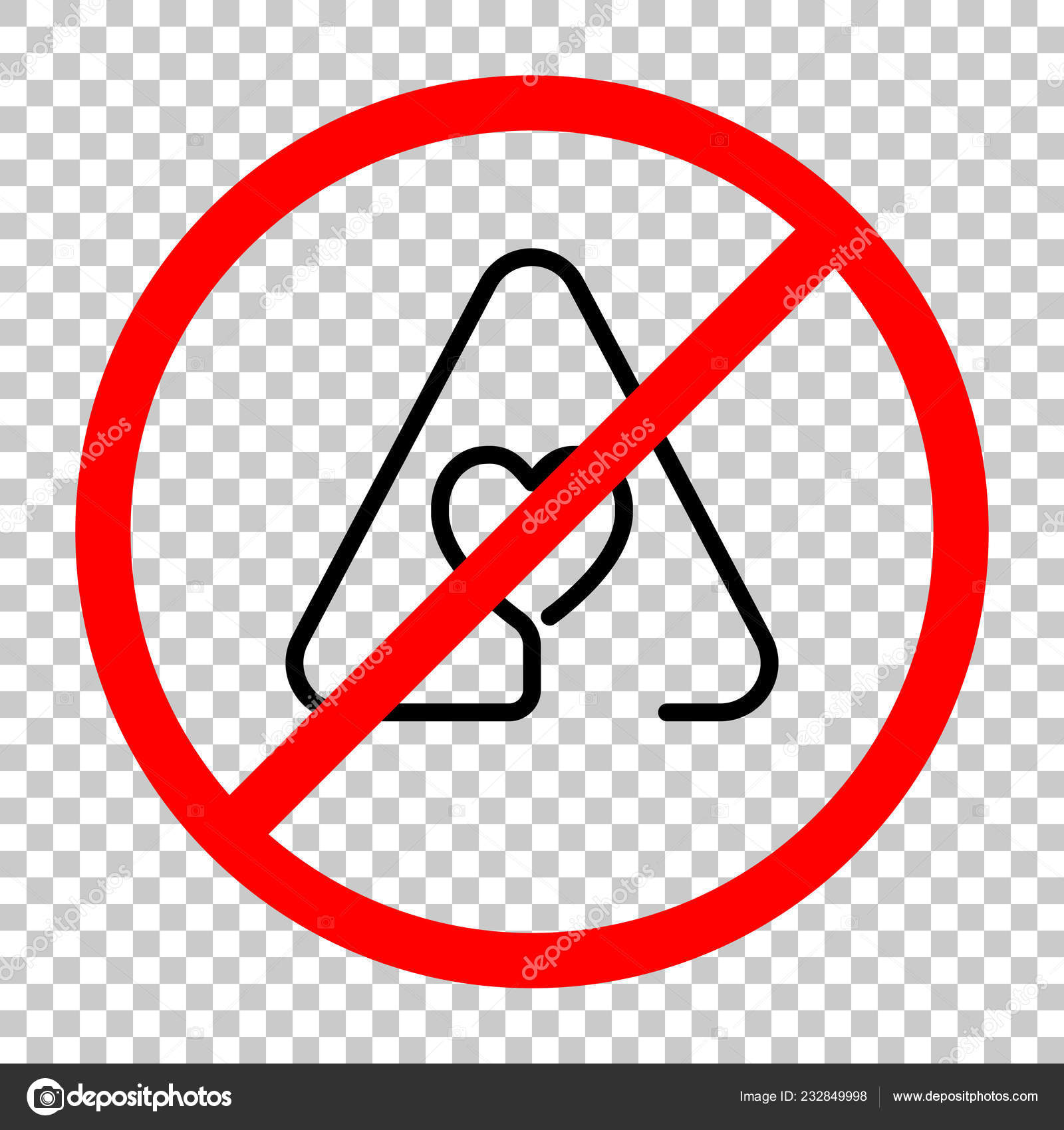 Heart Warning Triangle Linear Icon Thin Outline One Line Style Stock ...