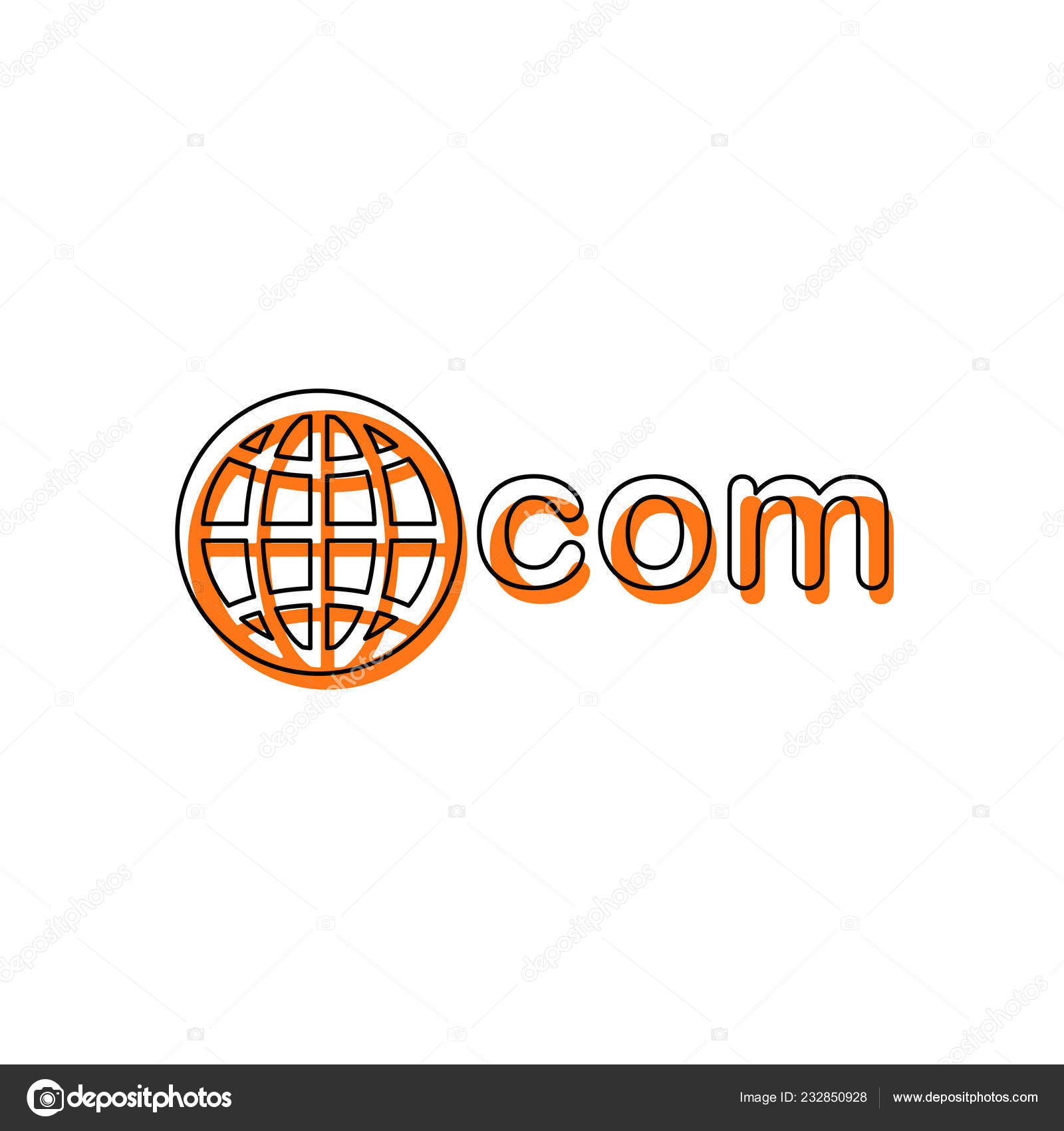 One Main Domains Globe Com Isolated Icon Consisting Black Thin Stock ...