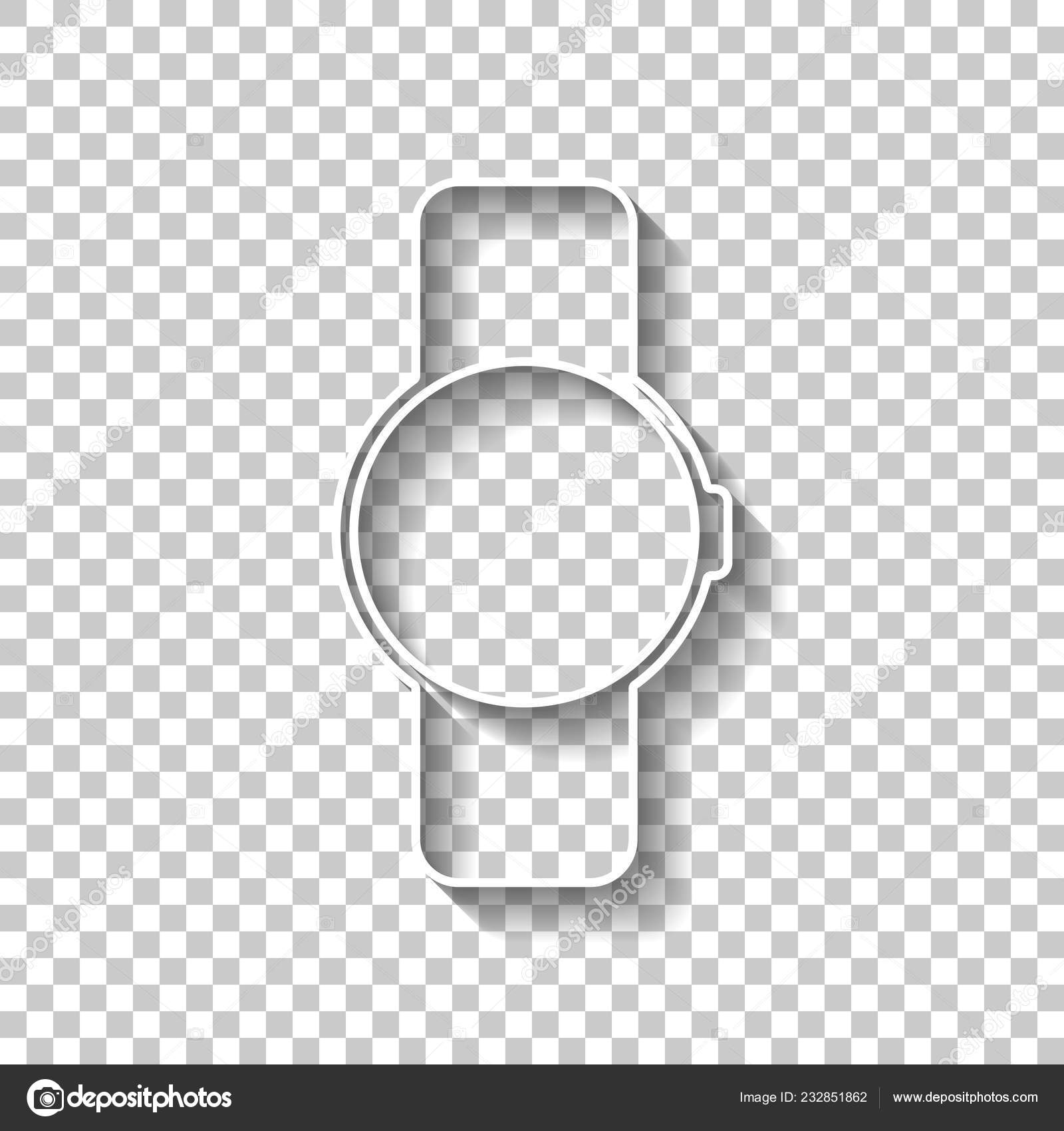 Hand Smart Watch Display Technology Icon White Outline Sign Shadow ...