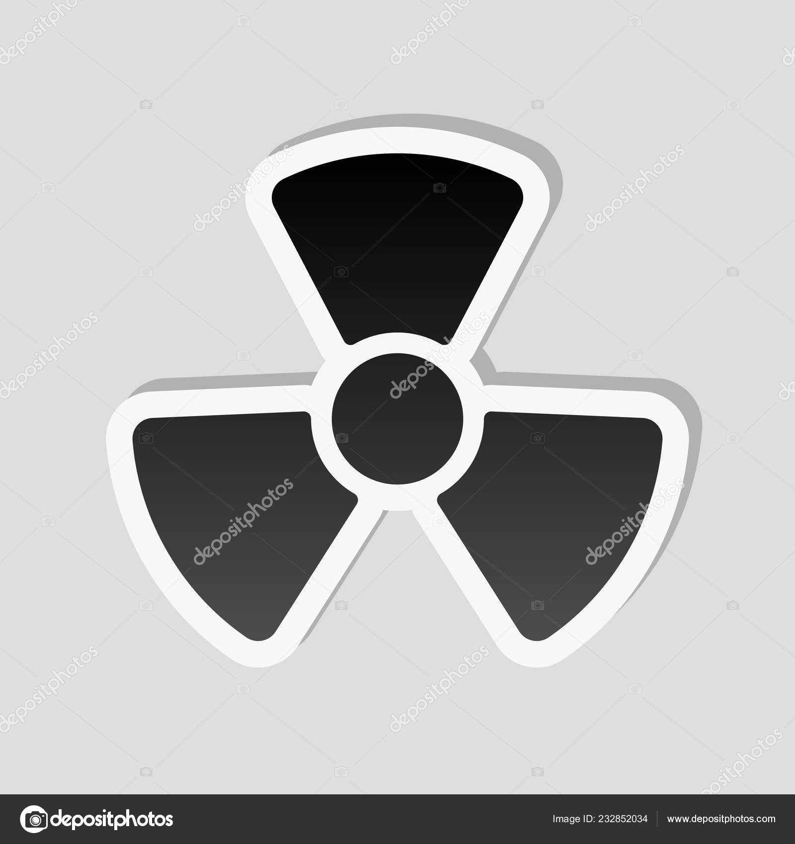 Radiation Simple Symbol Radioactivity Icon Sticker Style White Border ...
