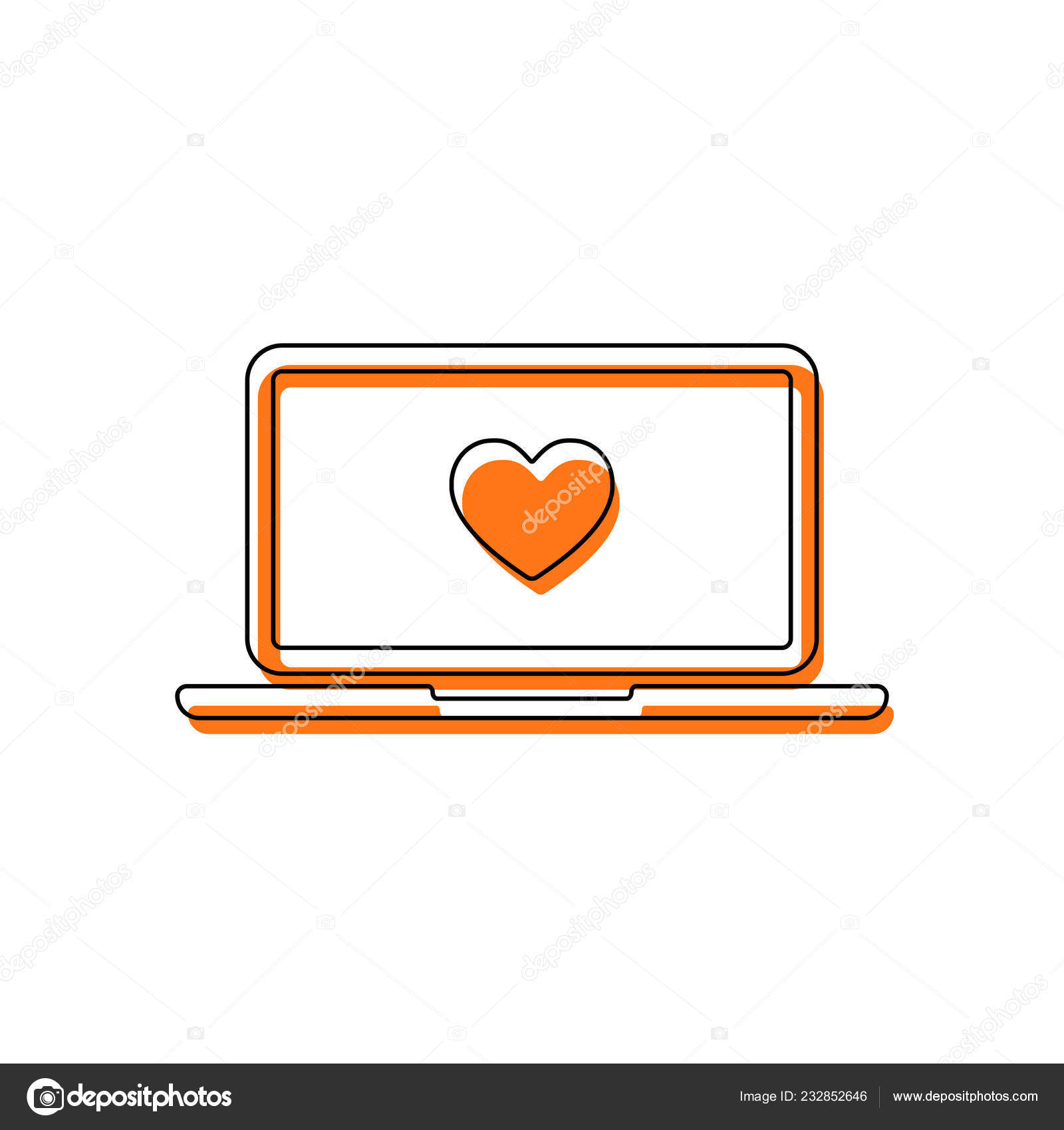 Laptop Notebook Computer Heart Screen Simple Icon Isolated Icon ...