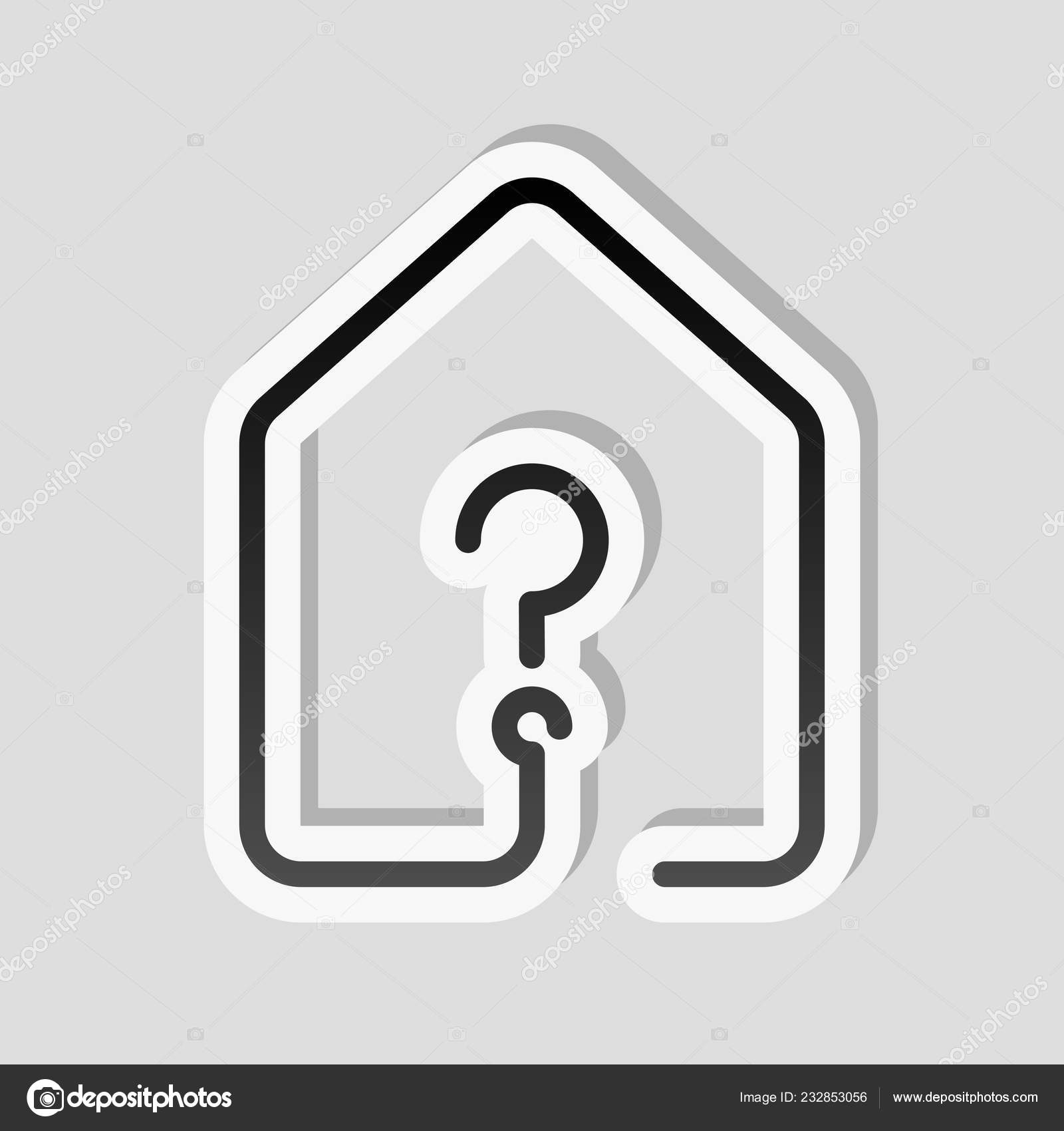 House Question Mark Icon Line Style Sticker Style White Border Stock ...