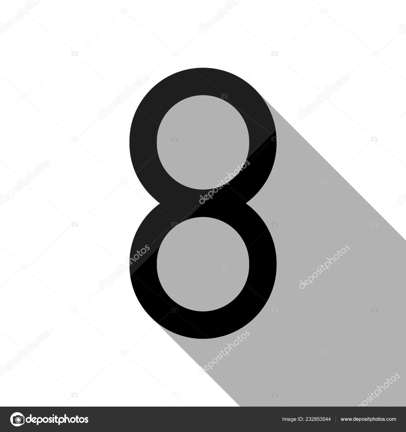 Number Eight Numeral Simple Letter Black Object Long Shadow White Stock ...