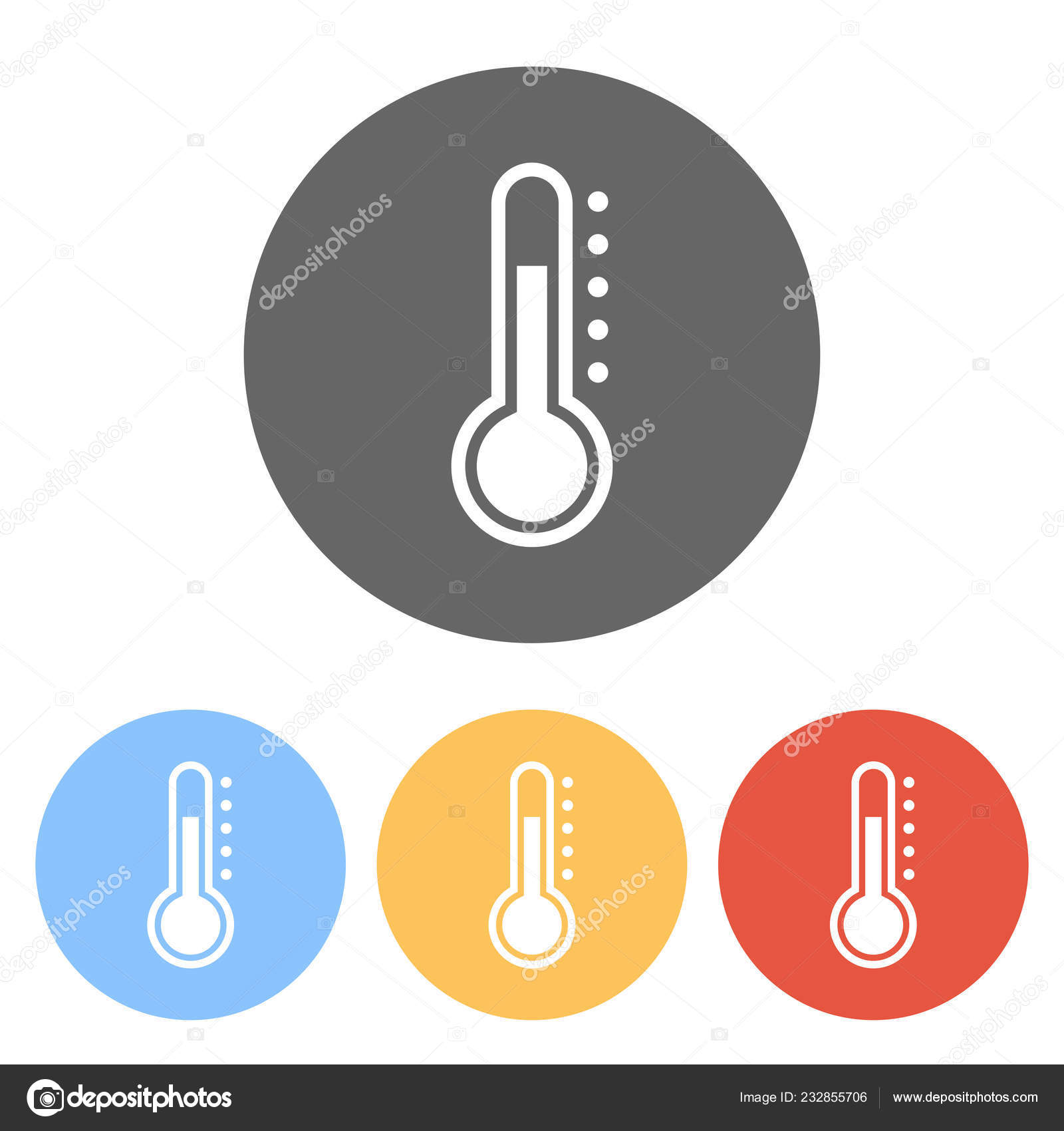 Simple Thermometer Icon Set White Icons Colored Circles Stock Vector by ...