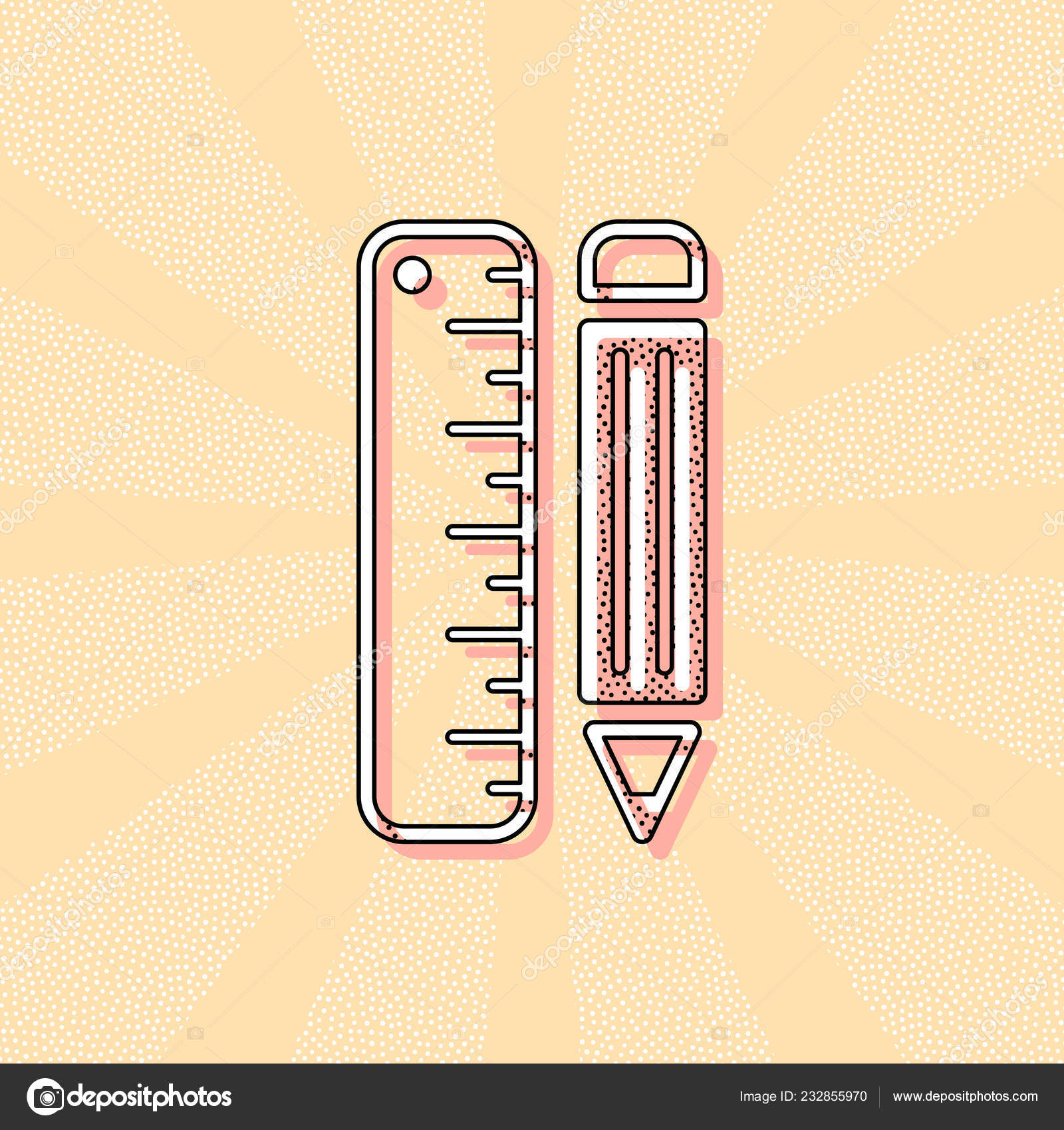 Simple Symbol Ruler Pencil Vintage Retro Typography Offset Printing ...